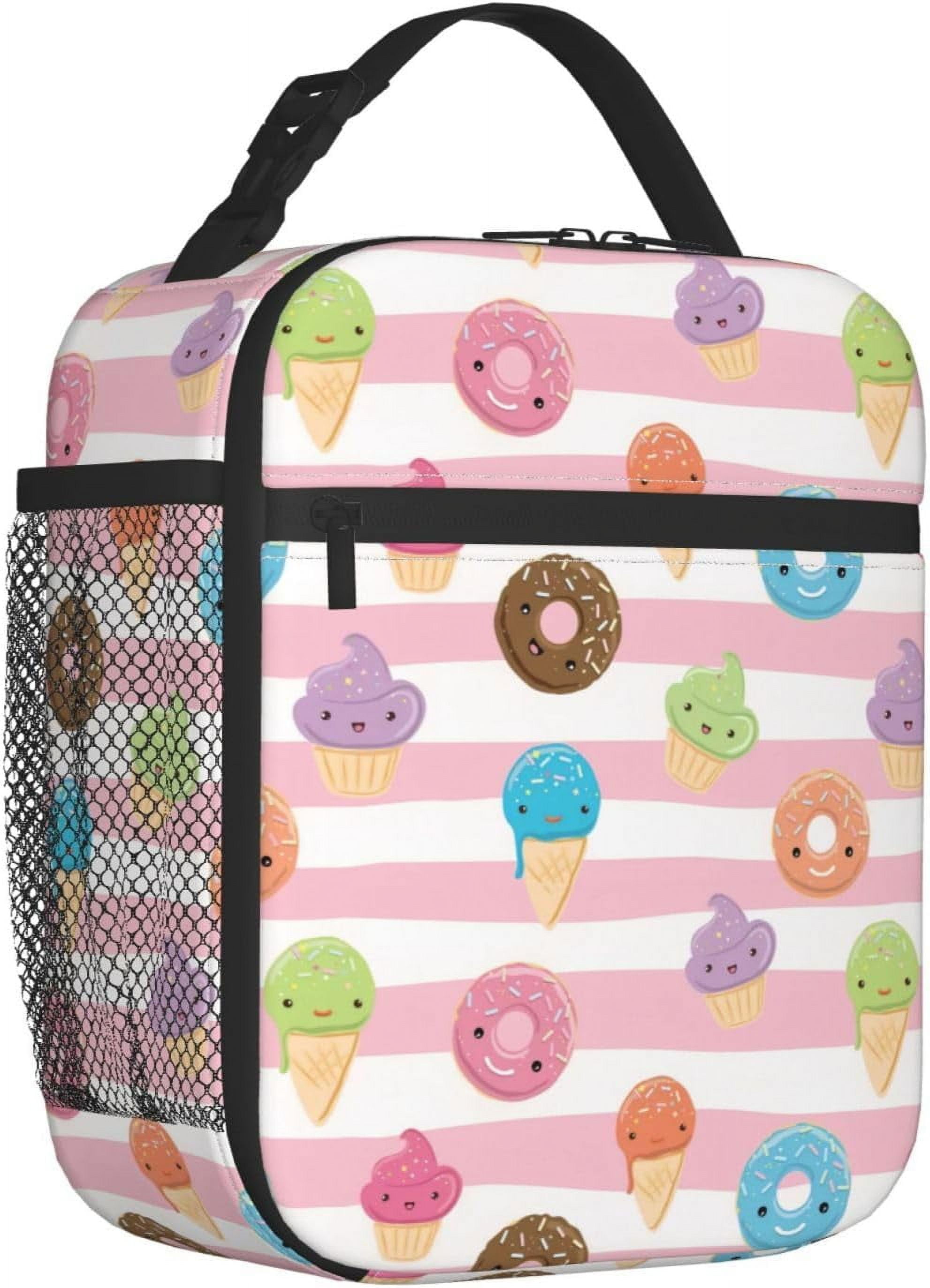 Donuts Ice Cream Lunch Box Insulated Lunch Bag for Women Portable ...