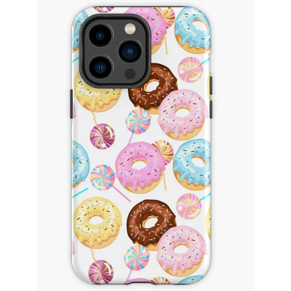 Donuts Illustration Art iPhone Case with Cute Sweet Design for 11 12 13 ...
