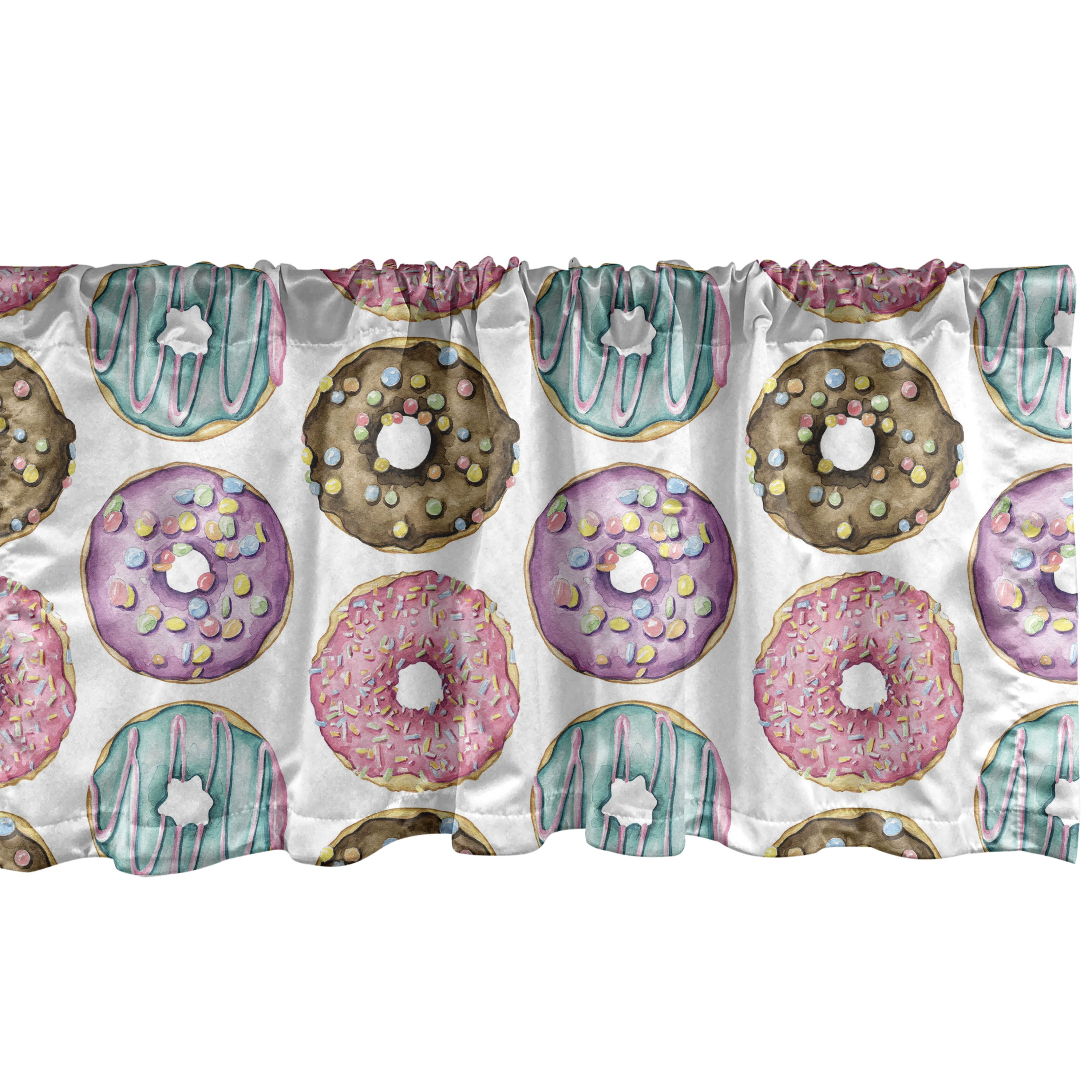 Donuts Window Valance, Sweets Dessert Colorful Candy Food Eat Funny ...