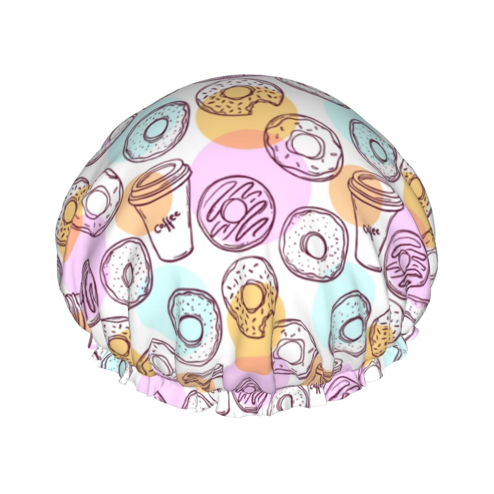 Donuts and Coffee Shower Cap, Reusable Bath Hair Hat for all Hair ...