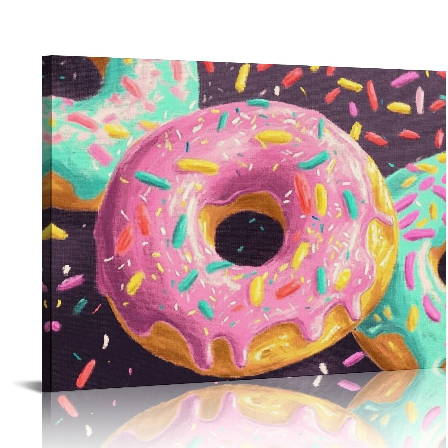 Donuts sprinkles digital painting Canvas Wall Art Living Room Bedroom ...