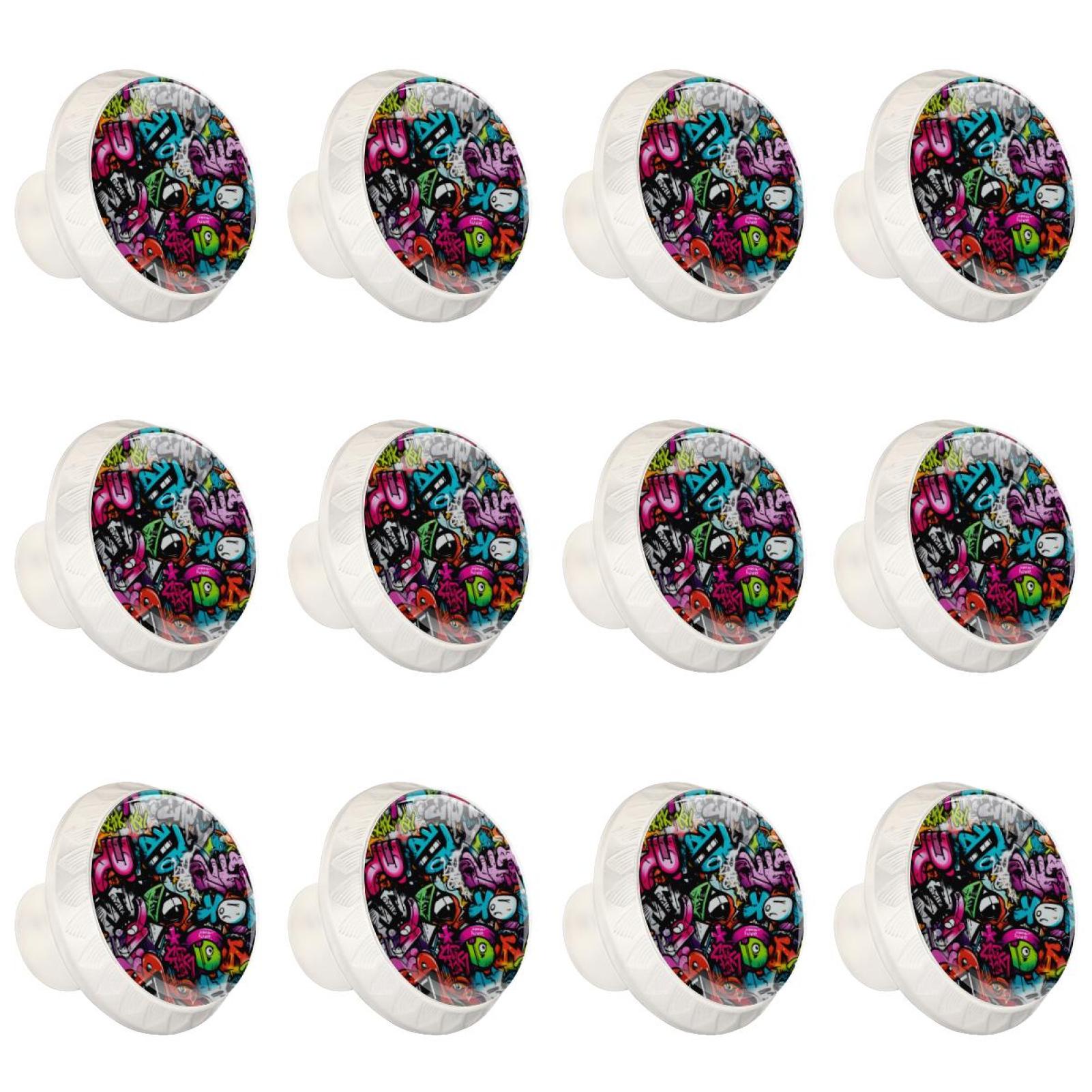 Doodle 12 Pcs White Round Drawer Pulls with Screws,ABS and Glass ...