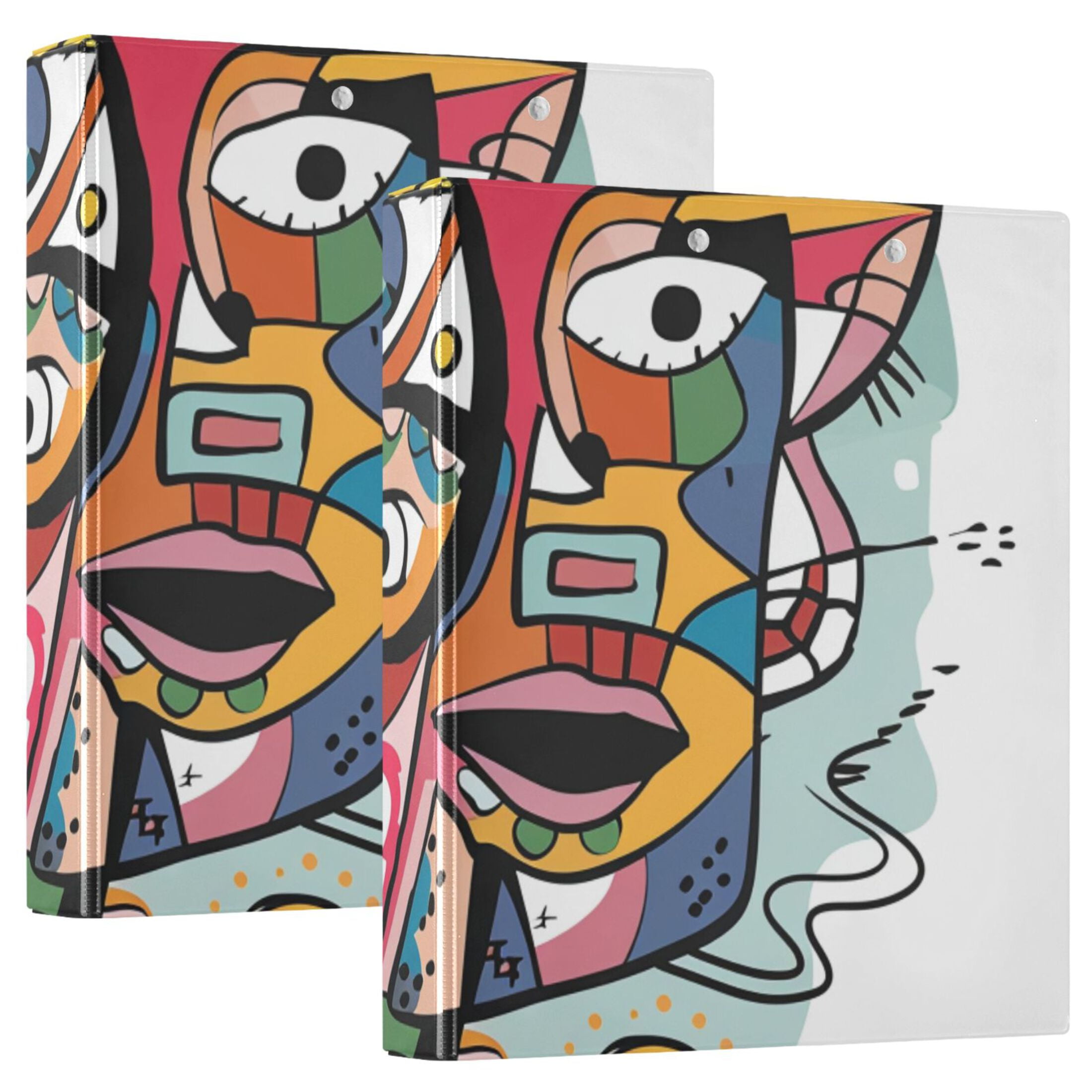Doodle Abstract Character 3 Ring Binders 1.5 inch Hardcover File ...
