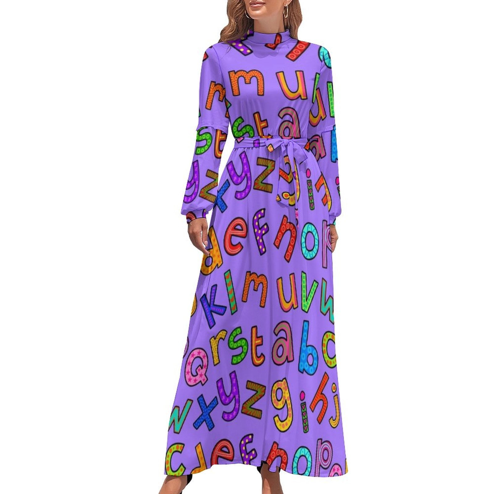 Doodle Alphabet Letters Long Dress clothes Women's clothing - Walmart.com