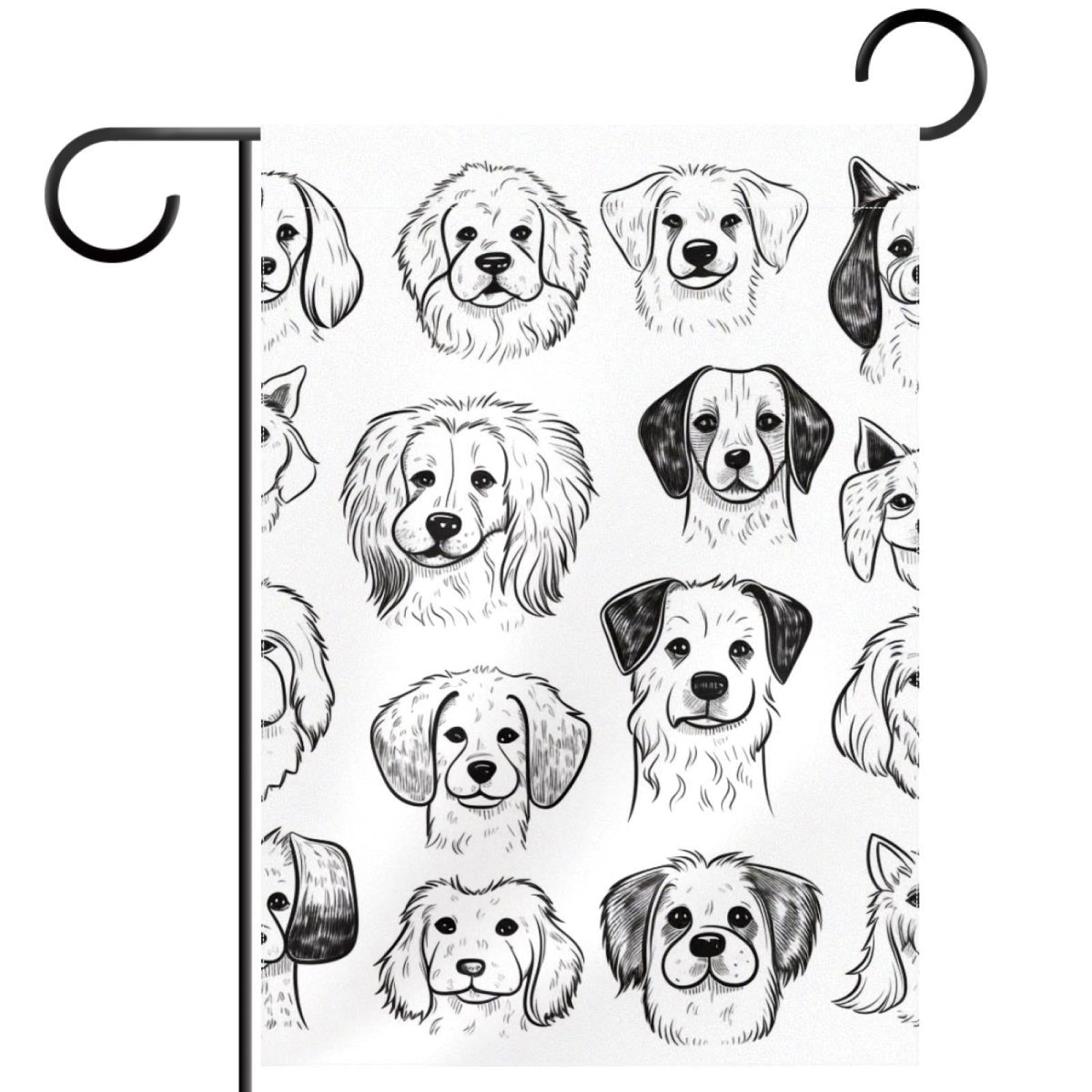 Doodle Animal Dogs Puppy Characters Decorative Garden Flag for All ...