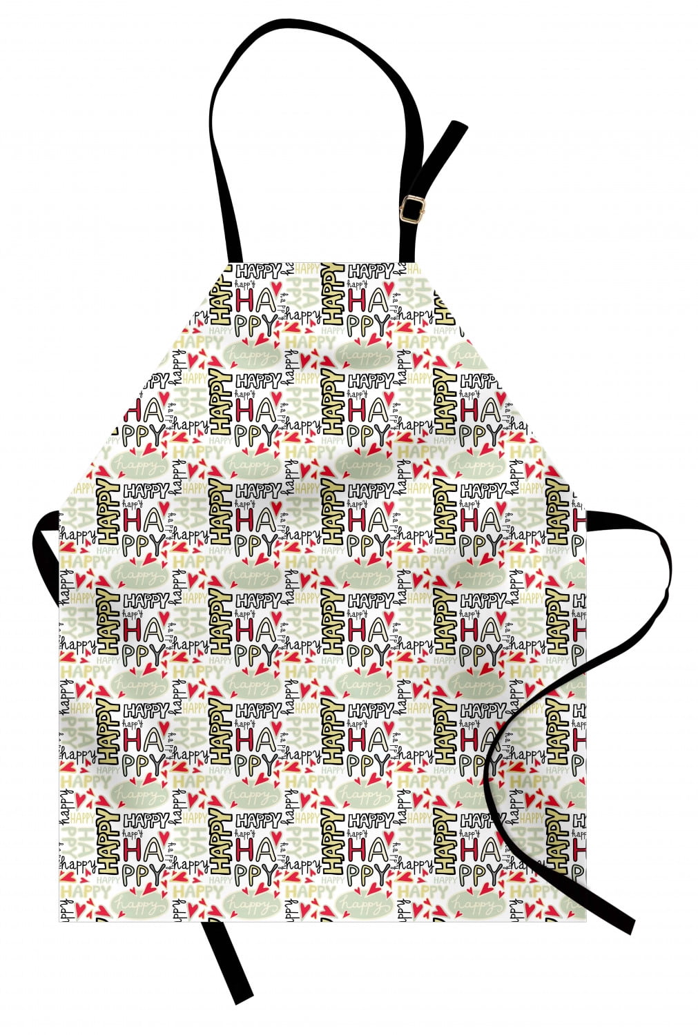 Doodle Apron Hand Lettering Style Happy Quote with Heart Shapes ...