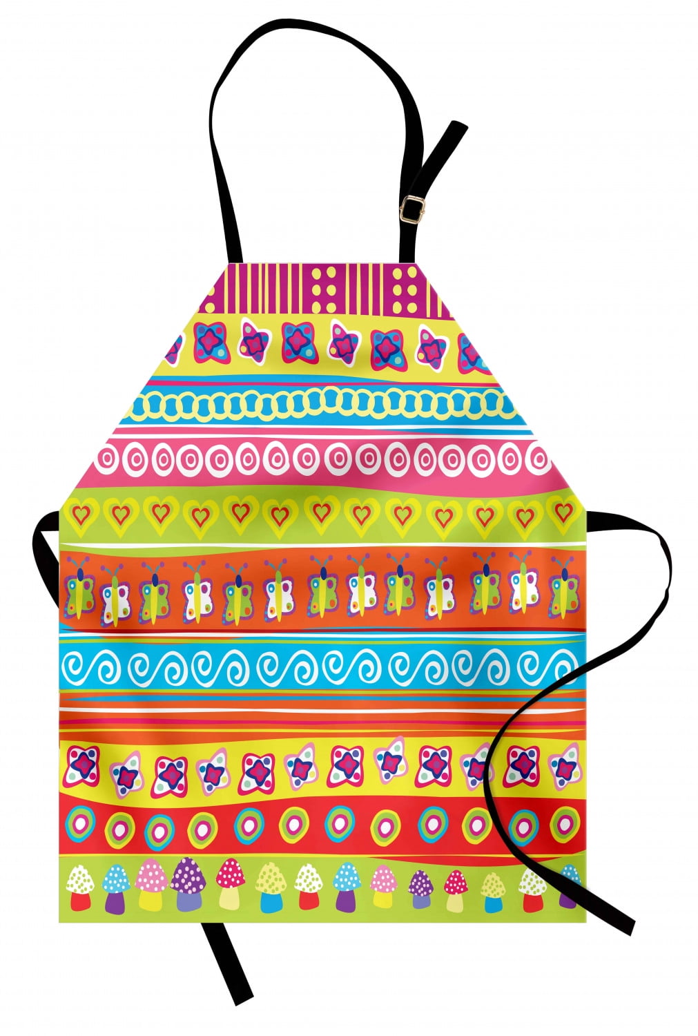 Doodle Apron Various Doodles with Lines Separating Them Mushrooms ...