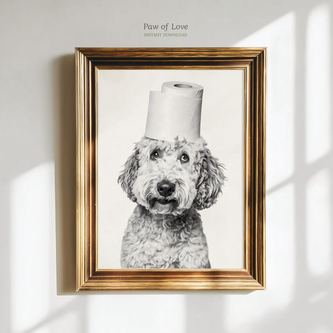 Doodle Bathroom Wall Art Quirky Goldendoodle Poster Pet Portrait WC ...