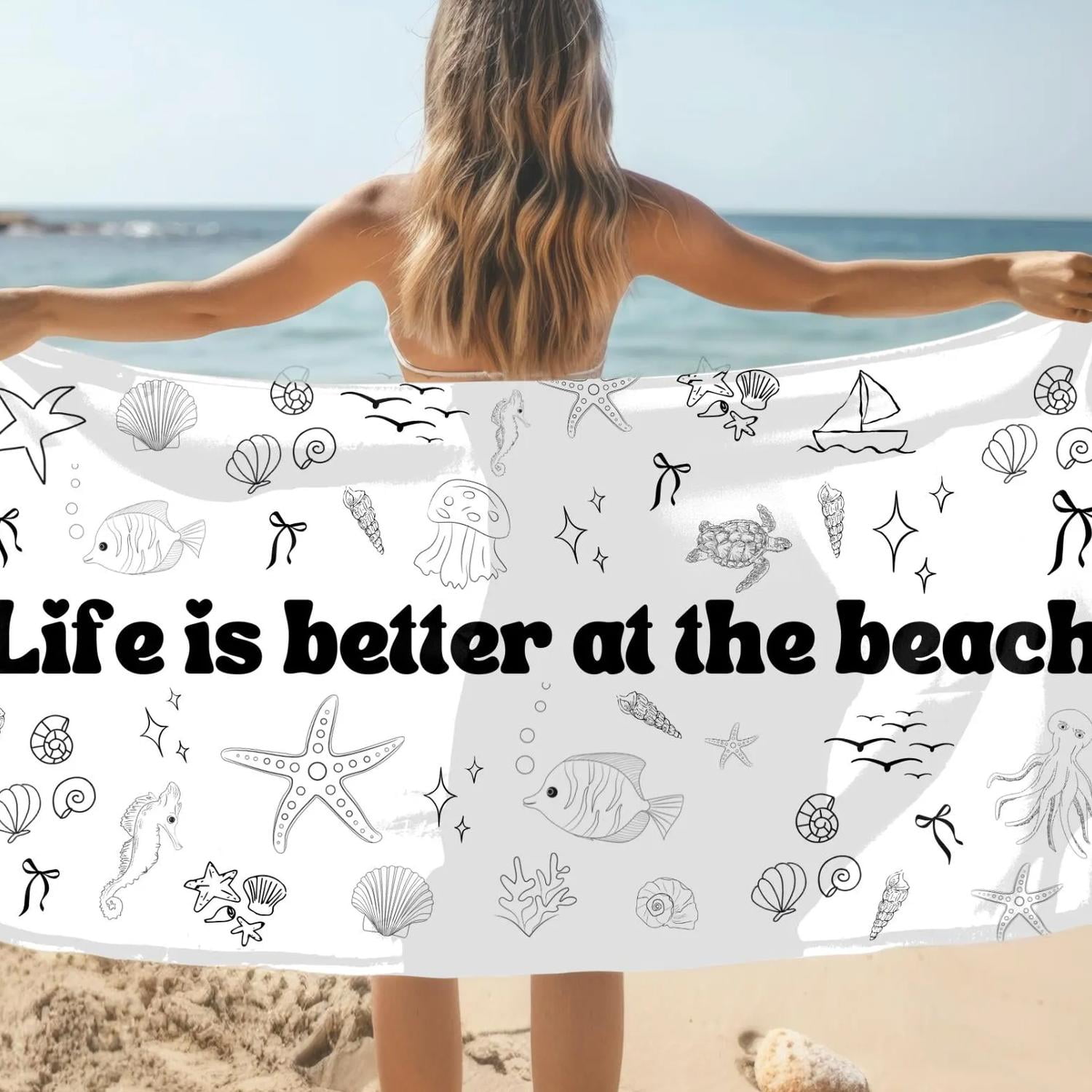 Doodle Beach Towel Fun Summer VaC1Ation Gift - Walmart.com