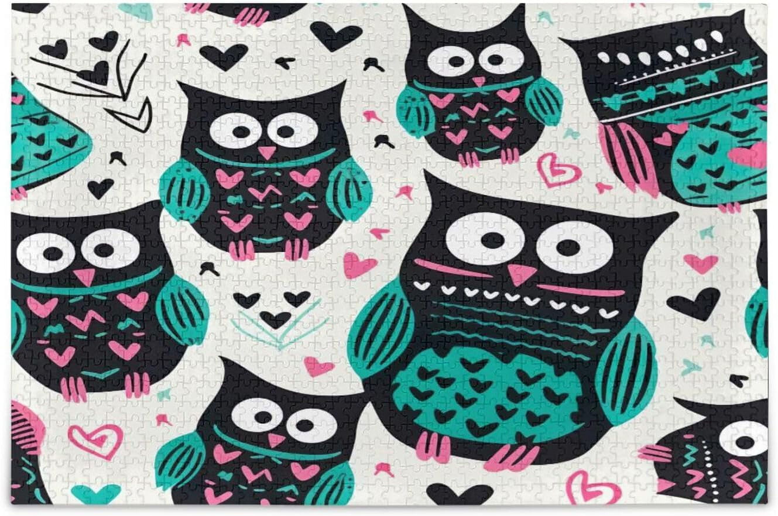 Doodle Black and Green Owl 500 Piece Jigsaw Puzzle for Adults, Family ...