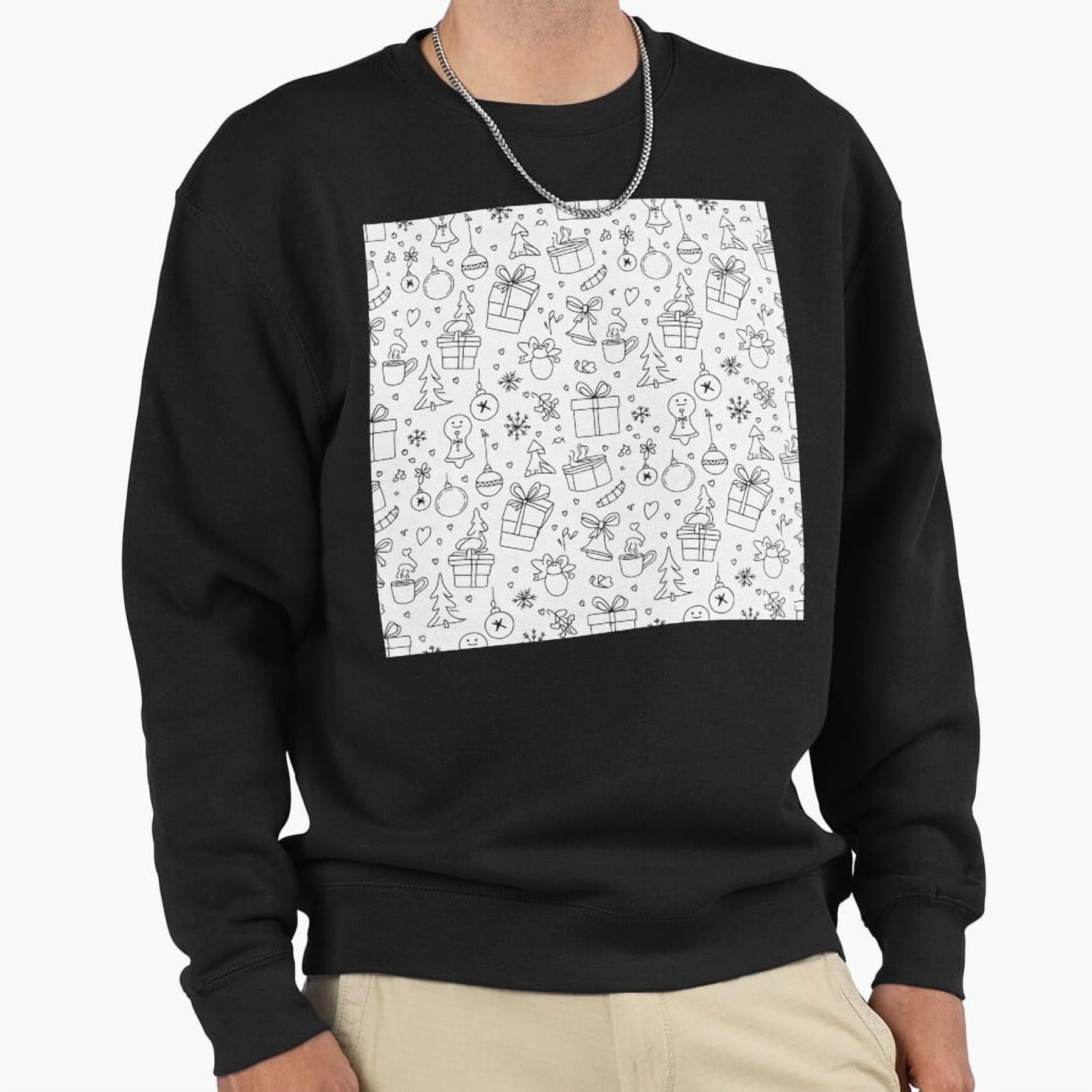 Doodle Christmas Line Art Pattern Graphic Unisex Sweatshirt Aesthetic ...