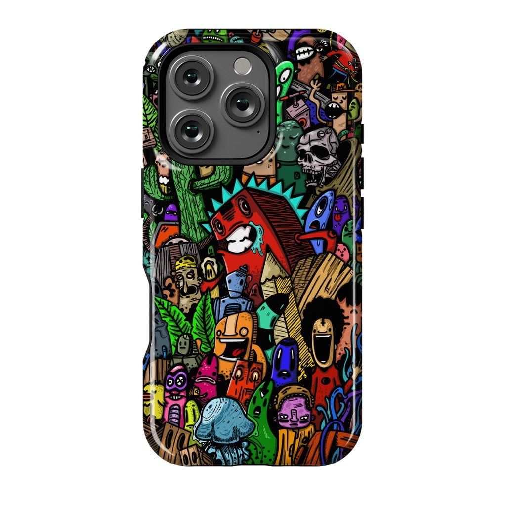 Doodle Color Fun Artistic iPhone Case with iPhone 11 to 16 Pro Max ...