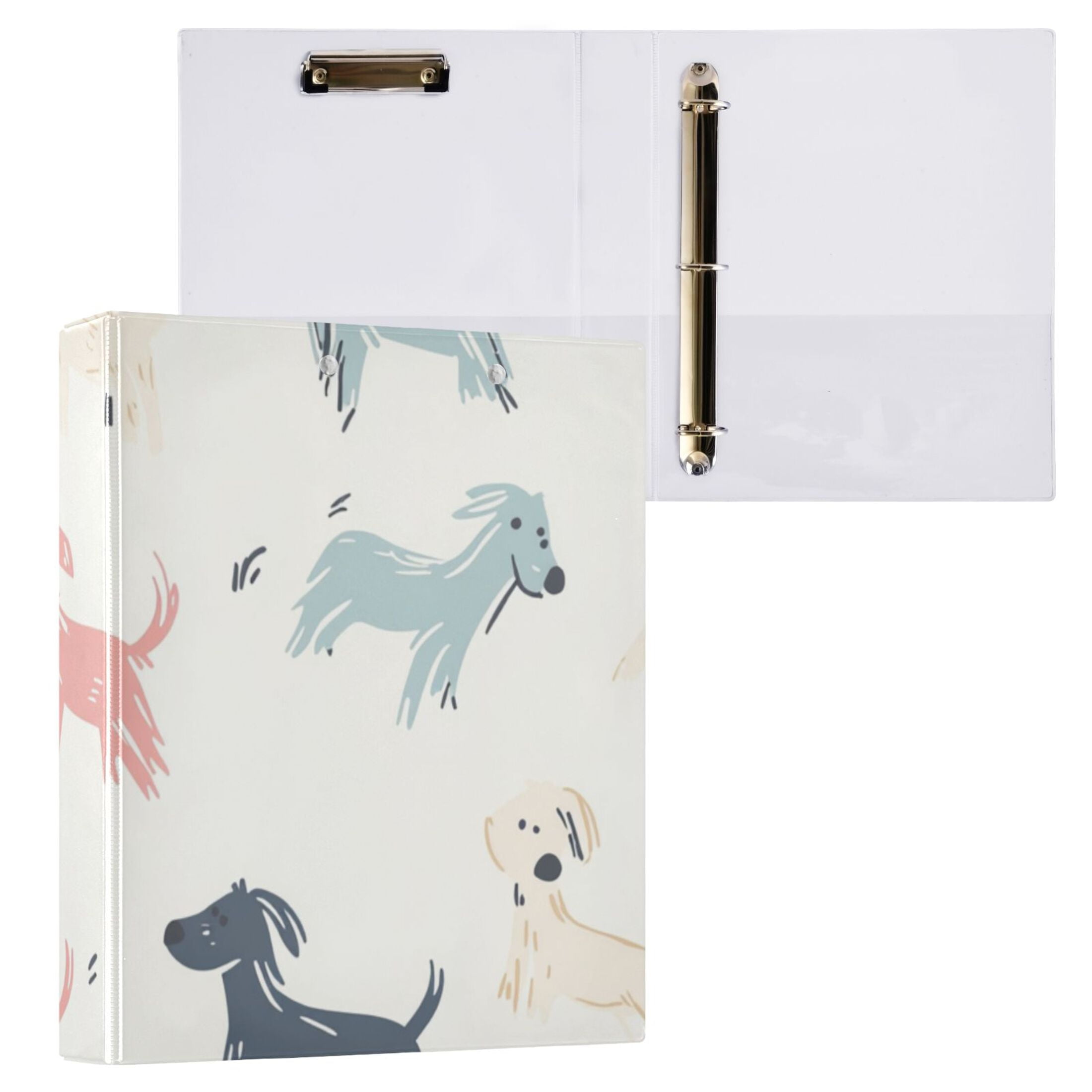Doodle Colorful Dogs 3 Ring Binders 1.5 inch Hardcover File Folders ...