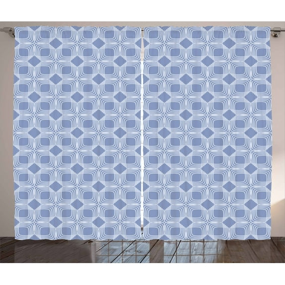 Ambesonne Blue Curtains 2 Panel Set, Geometric Squares Design, 108" x ...
