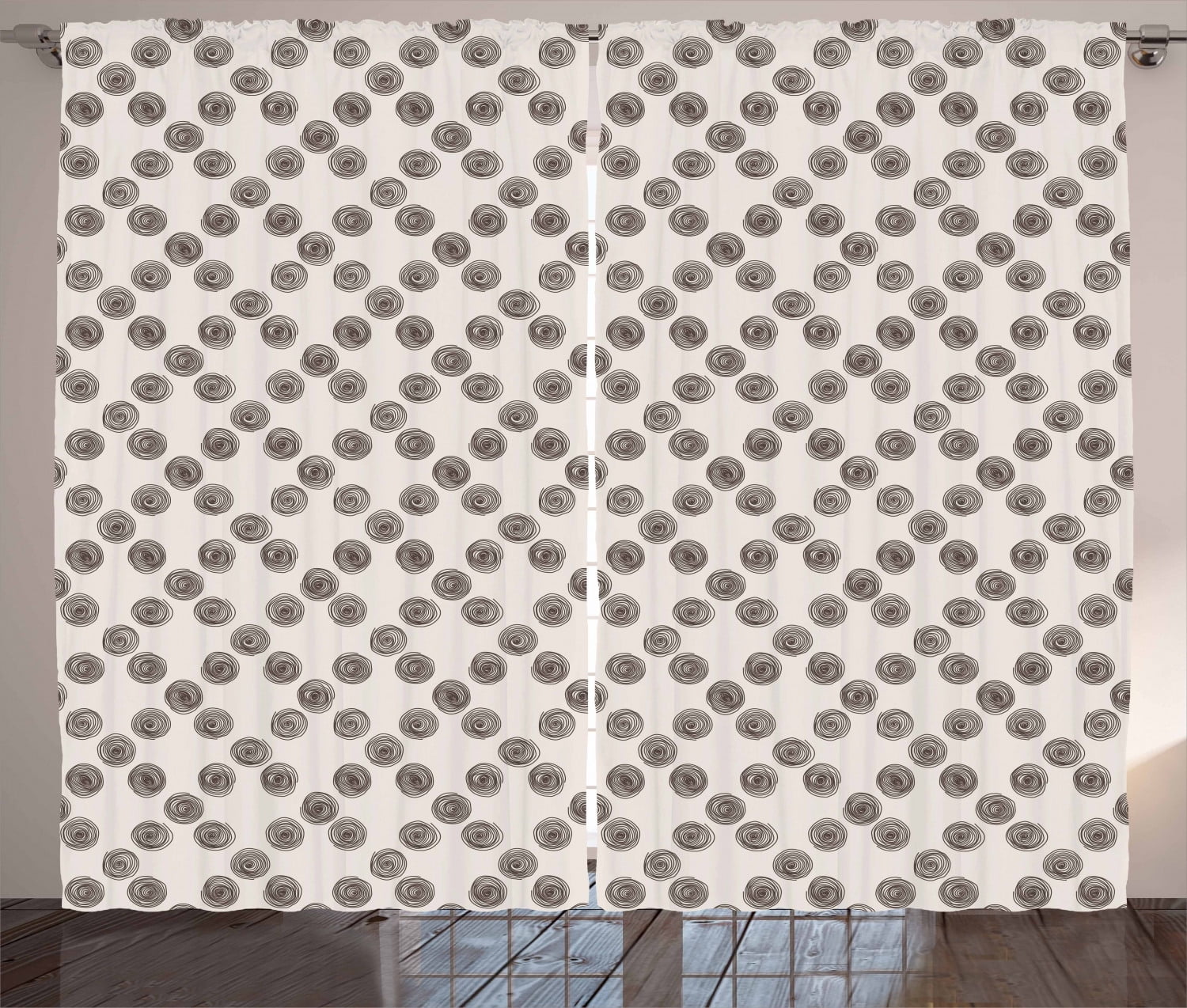 Doodle Curtains 2 Panels Set, Diagonally Arranged Curvy Lines Spirals ...