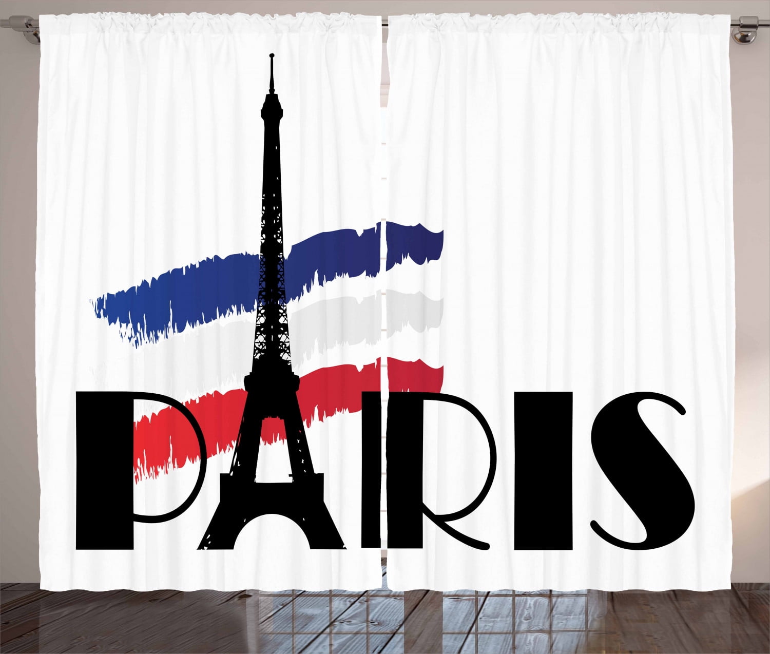 Ambesonne Hipster Curtains 2 Panel Set, Paris Eiffel Tower Image, 108 ...