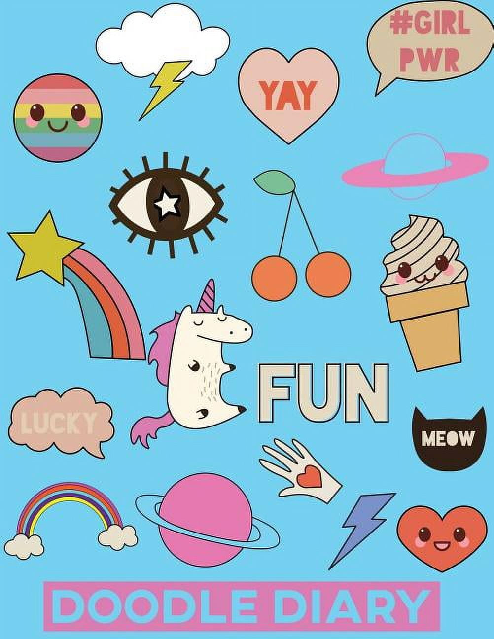 Doodle Diary: Cute Blue Random Doodles Drawings (Paperback) - Walmart.com