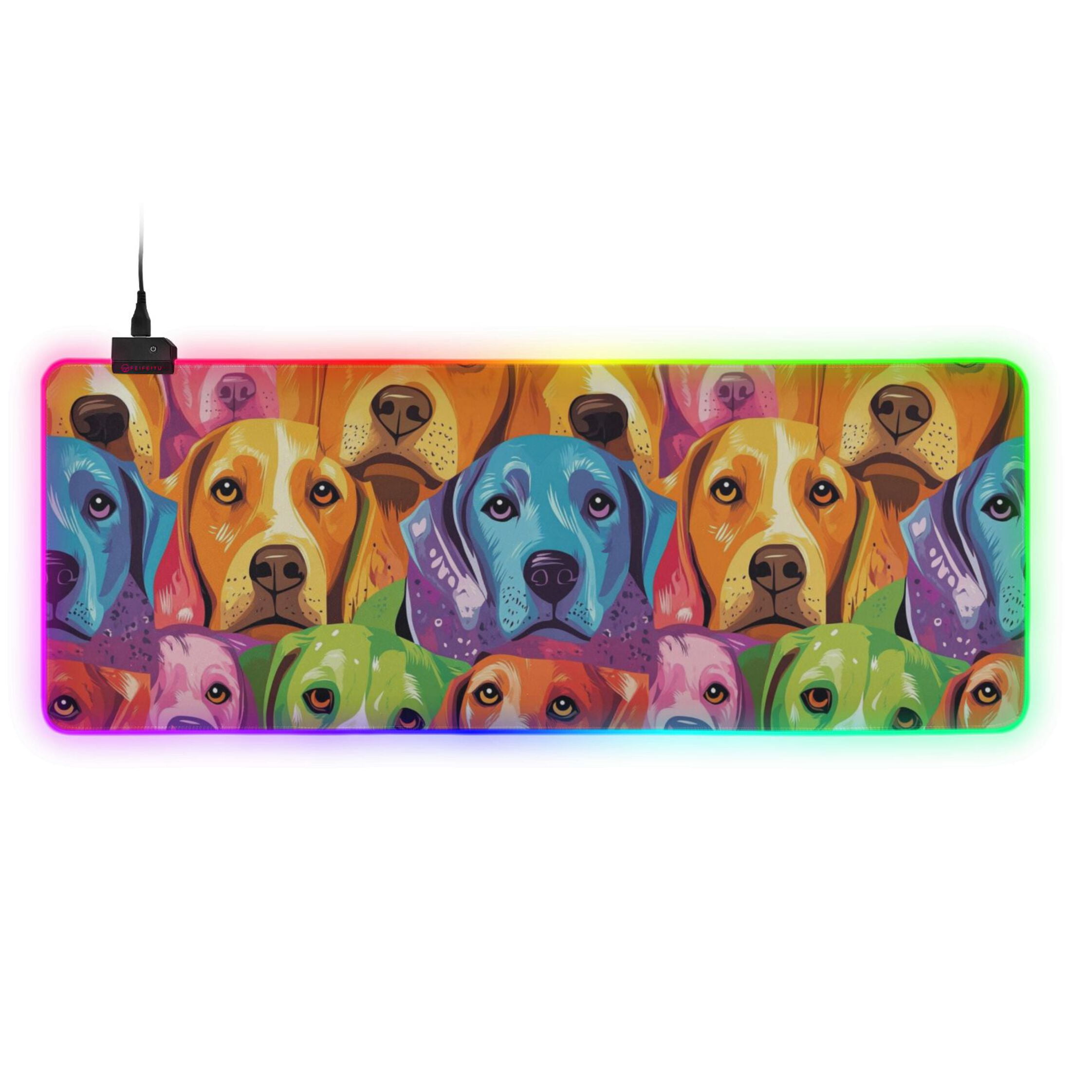 Doodle Dog Paper Pattern RGB Gaming Mouse Pad Large Keyboard Mat Rubber ...