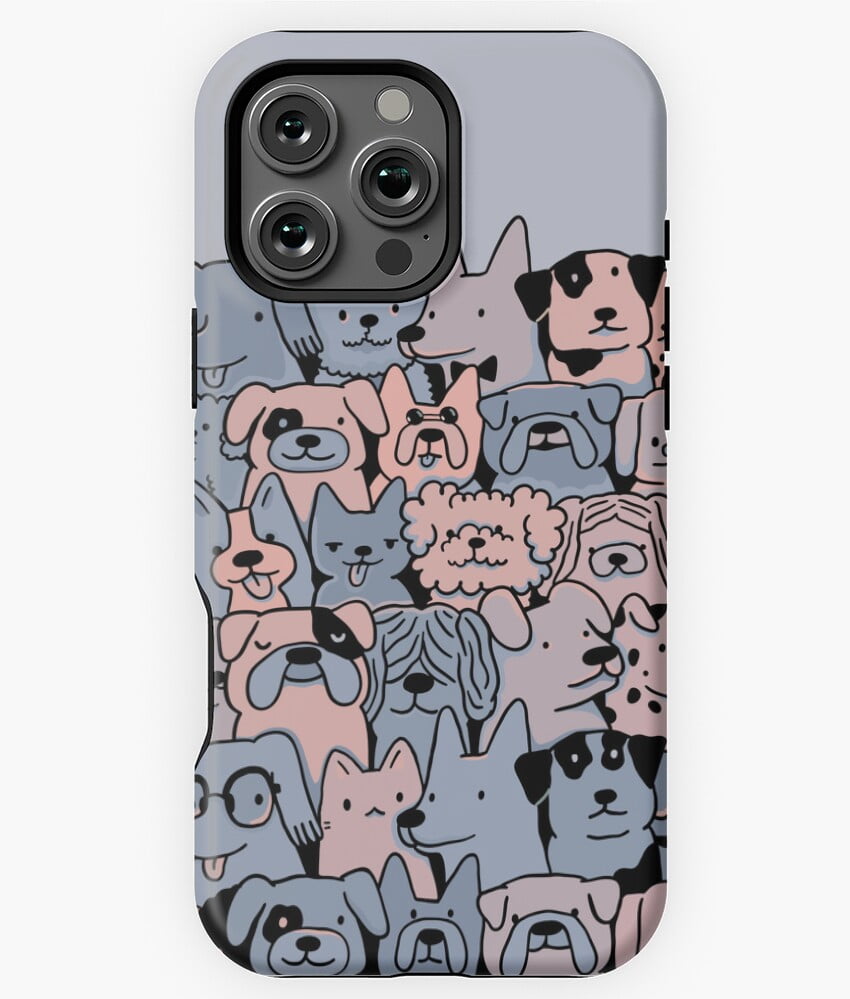 Doodle Dogs Family Pets Illustration Phone Case for iPhone 16 15 14 13 ...