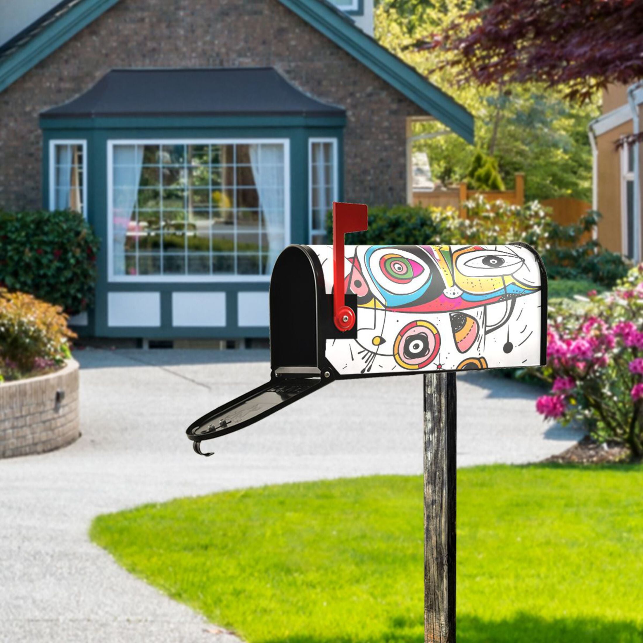 Doodle Face Abstract Mailbox Cover Magnetic Standard Size Post Box ...