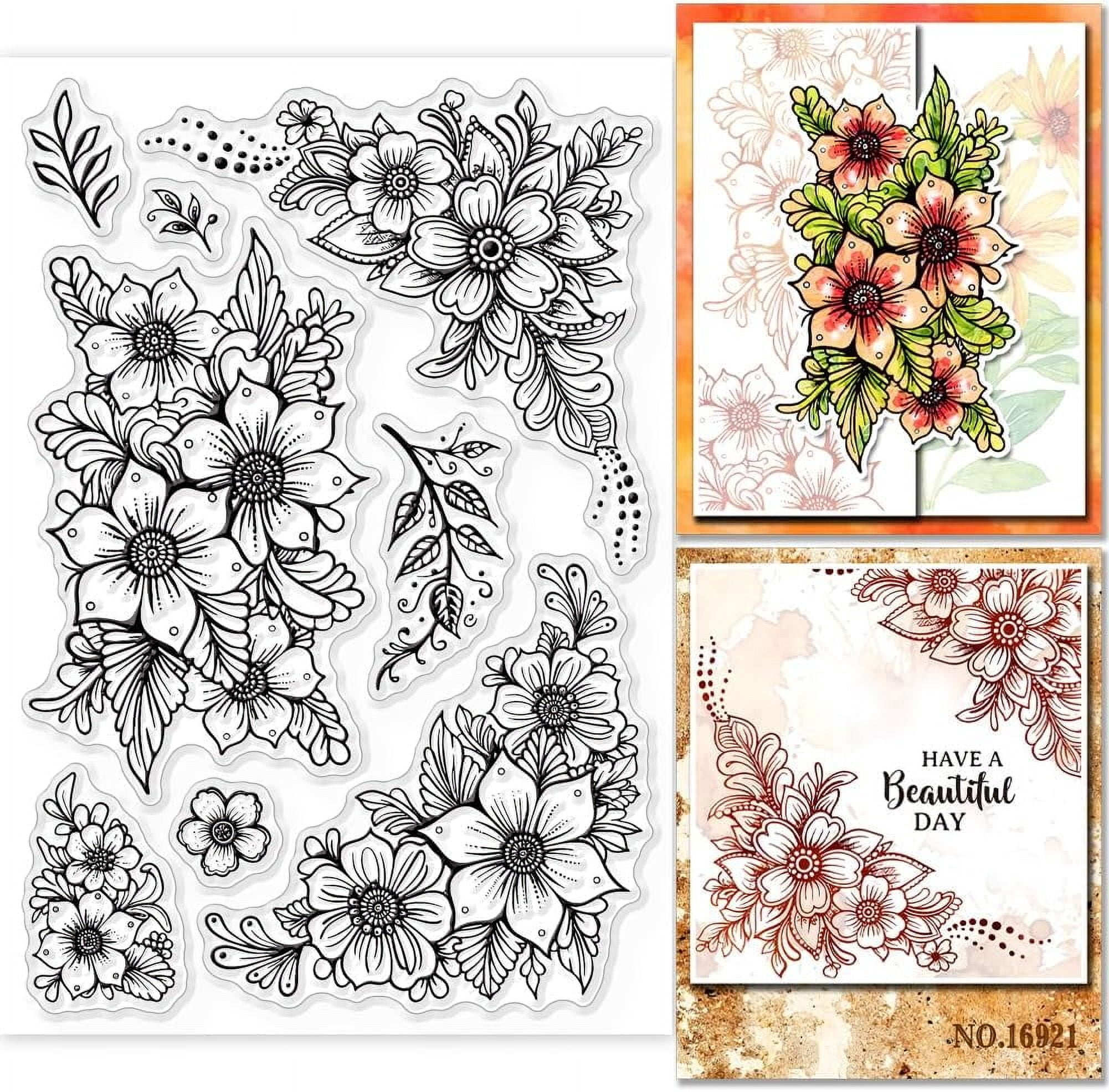 Doodle Flowers Clear Stamps Flowers Background Silicone Clear Stamp ...