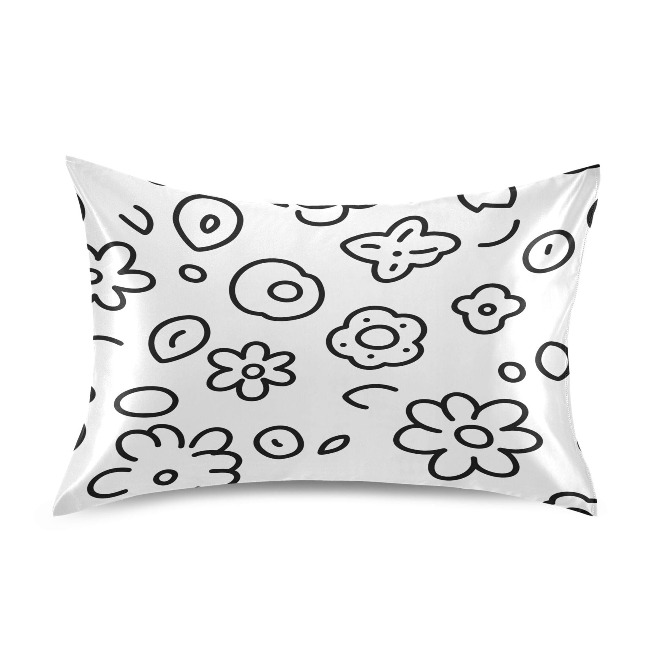Doodle Flowers and Leaves Pillowcase Standard Size Luxury Silky Soft ...