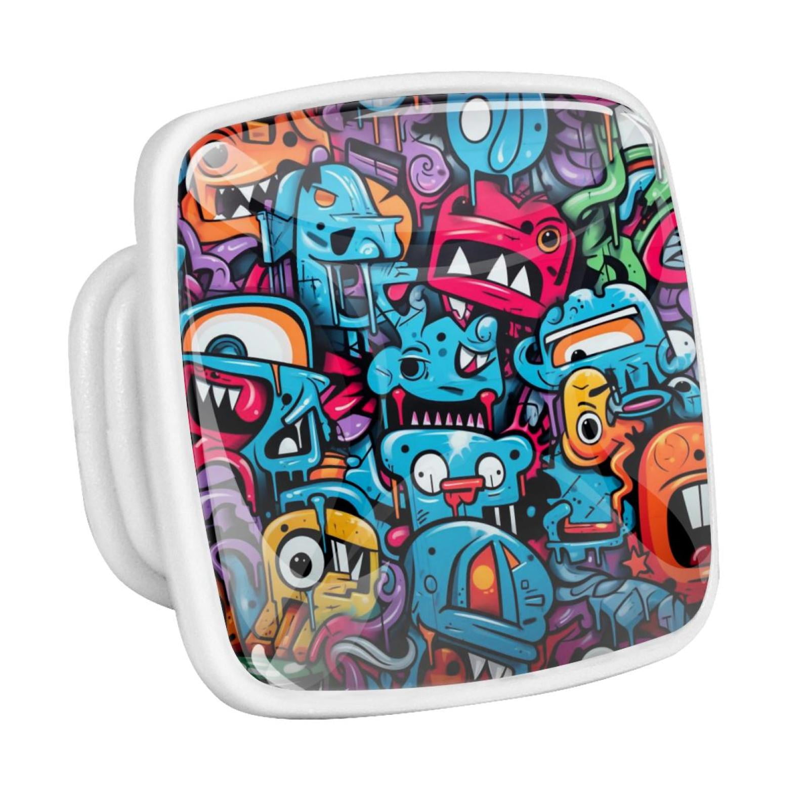 Doodle Fluorescent Drawer Pulls with Screws Square 4-Pack Glow Dark ...