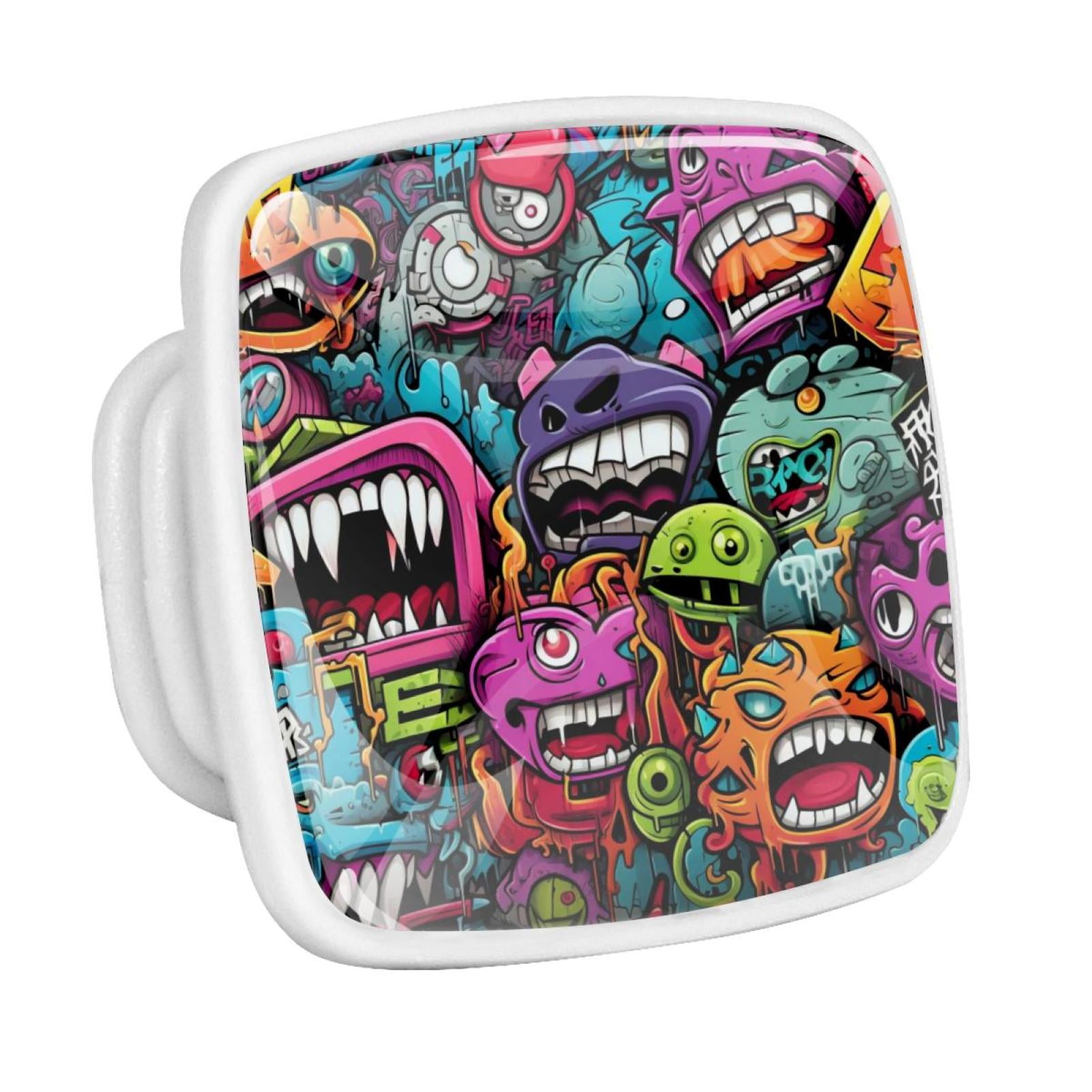 Doodle Fluorescent Drawer Pulls with Screws Square 4-Pack Glow Dark ...