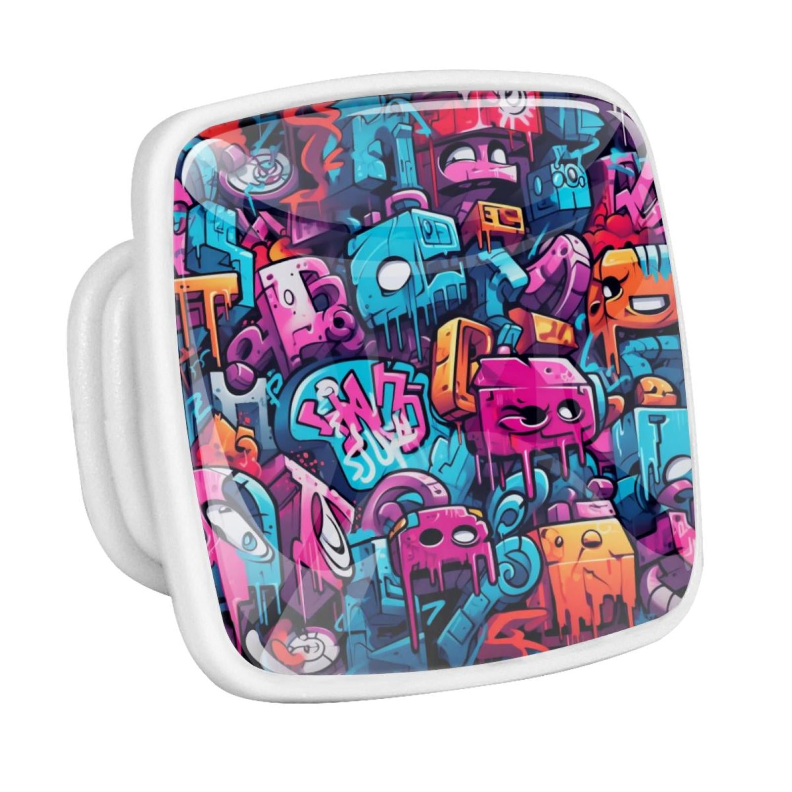 Doodle Fluorescent Drawer Pulls with Screws Square 4-Pack Glow Dark ...