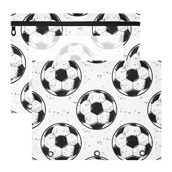 Doodle Football Patterns 3-Ring Binder Pouches A4 Size Zipper Pocket ...