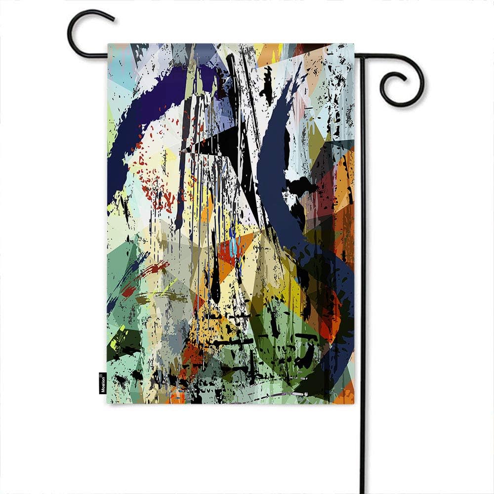 Doodle Garden Flag Vintage Oil Painting Art Strokes Splashes Stripes ...
