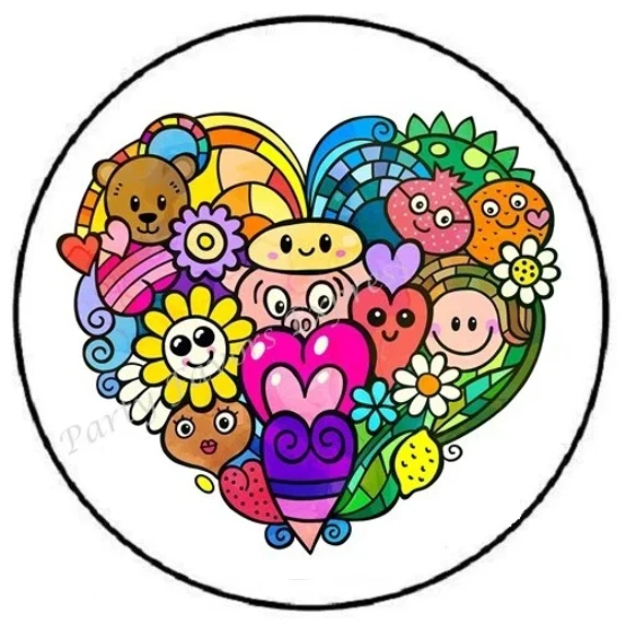 Doodle Heart Stickers Party Favors Phone Decal Water Bottle Stickers ...