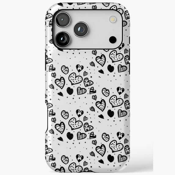 Doodle Hearts Valentine Love Pattern iPhone Case 11 to 17 Pro Max ...