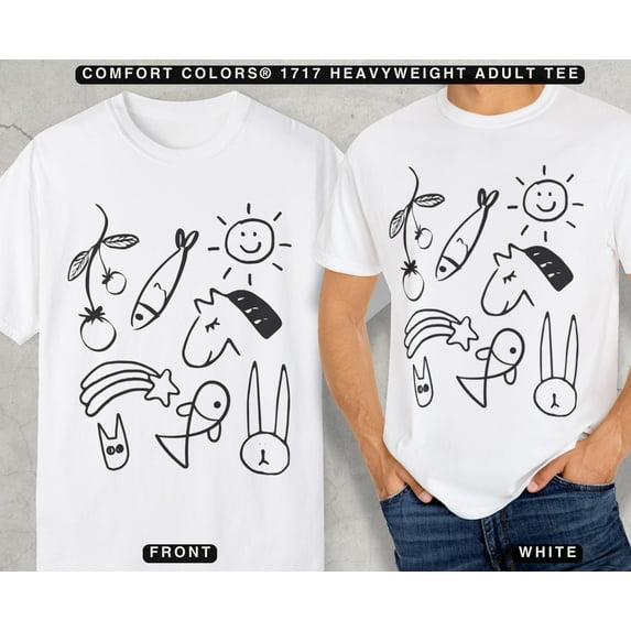 Doodle Line Art Shirt Whimsical Aesthetic Tee, Trendy Graphic T-Shirt ...