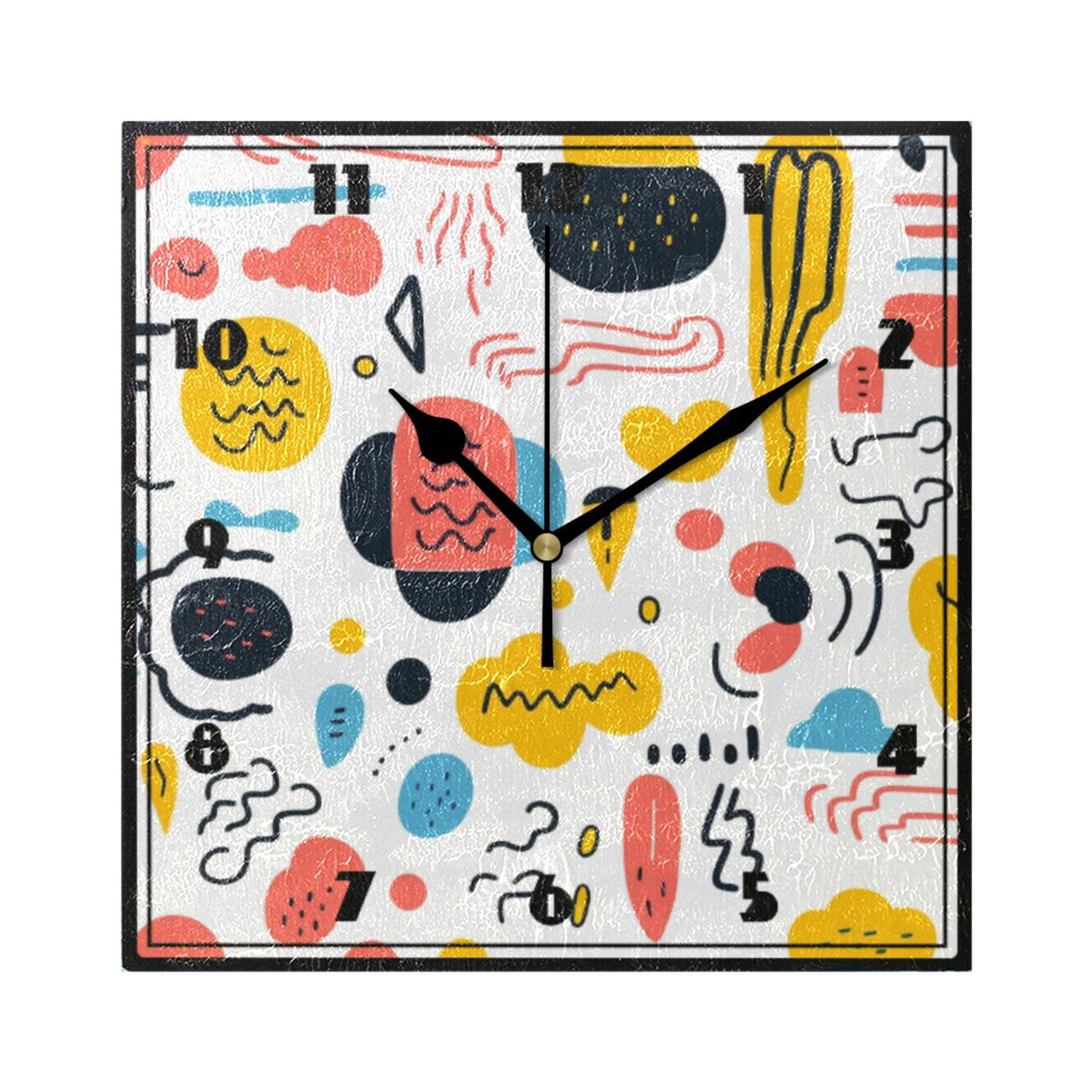 Doodle Lines Graffiti Wall Clock 7.78" Non-Ticking Silent Battery ...