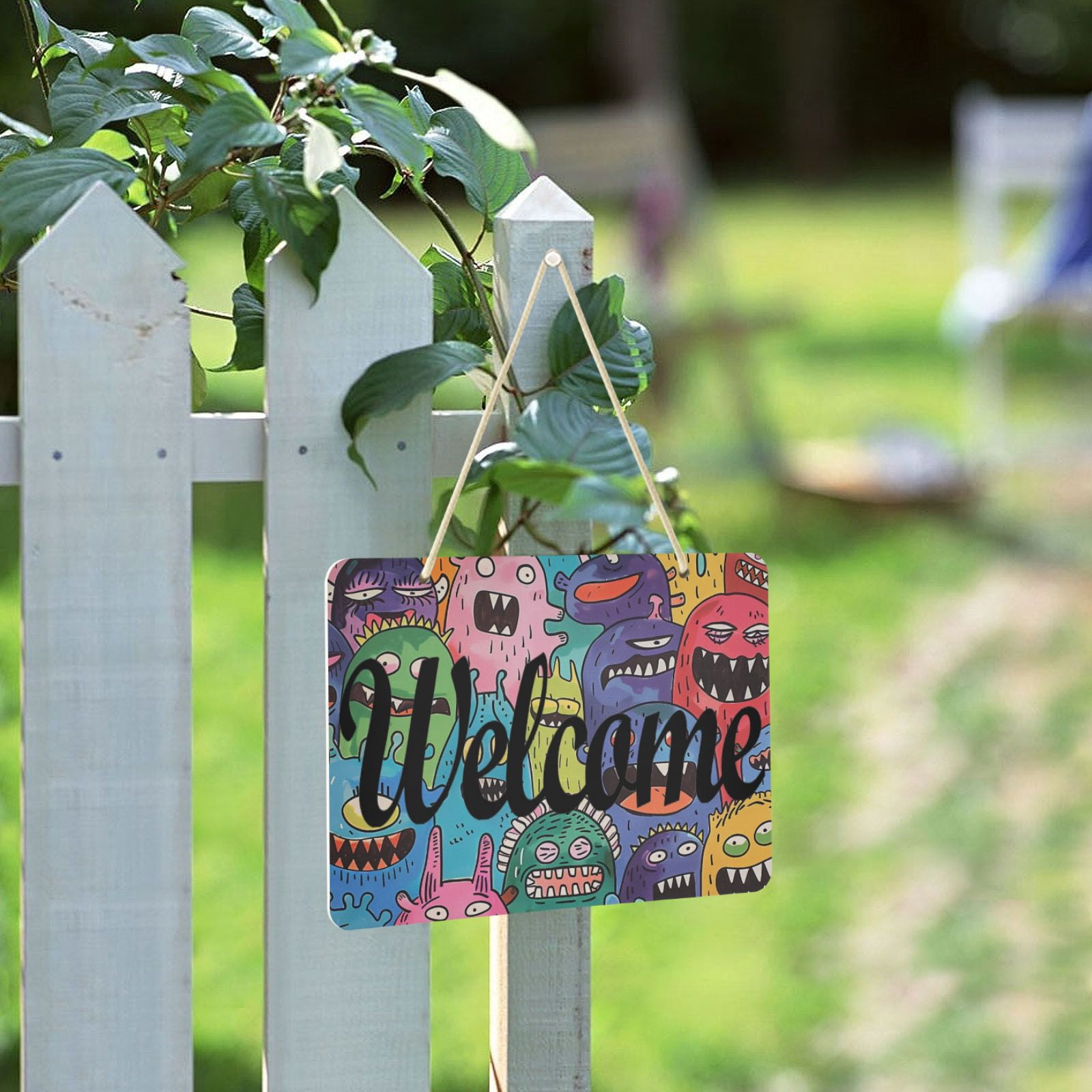 Doodle Monsters Welcome Sign for Front Door Porch Wreath Door Sign Home ...