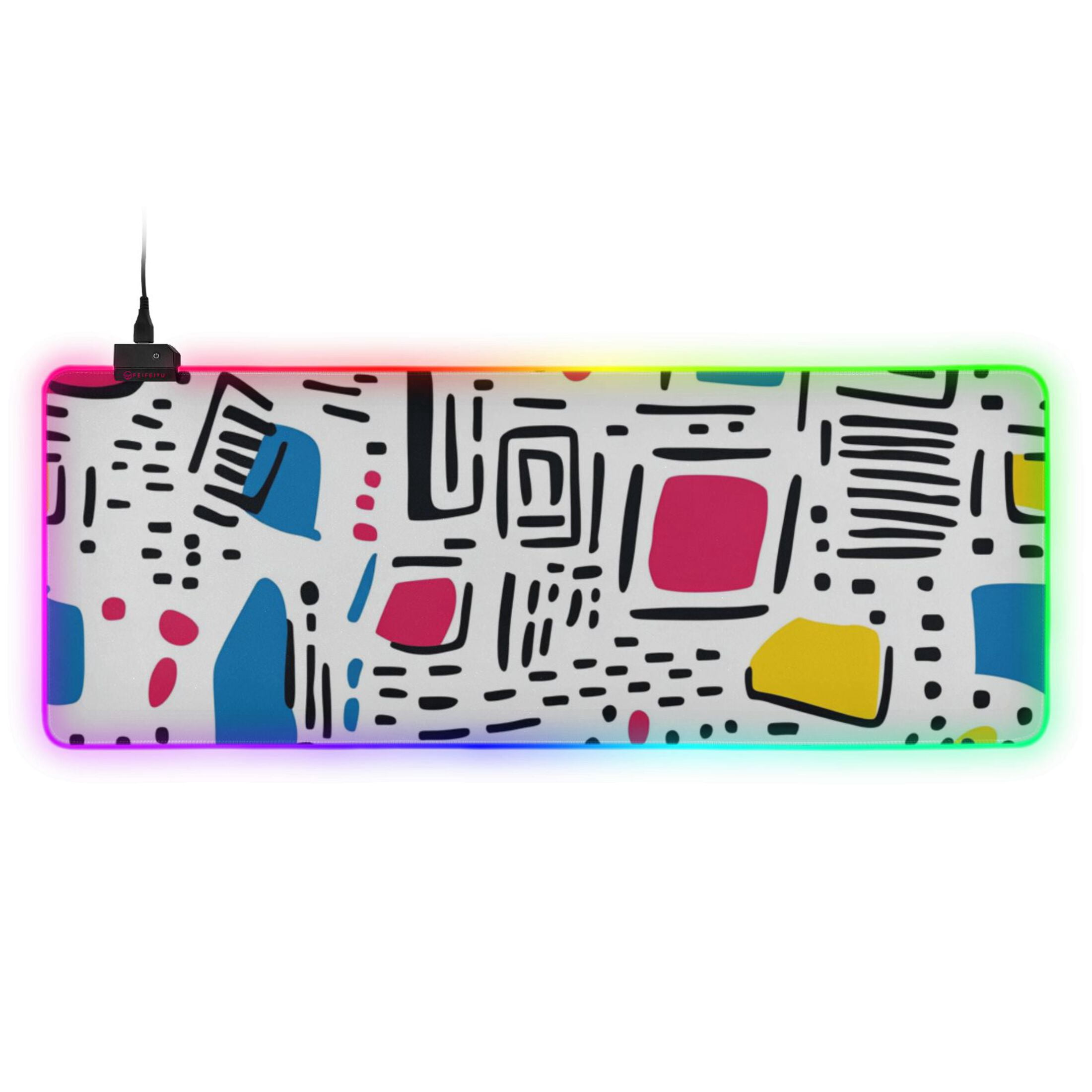 Doodle Of Lines and Geometric Figures RGB Gaming Mouse Pad Large ...
