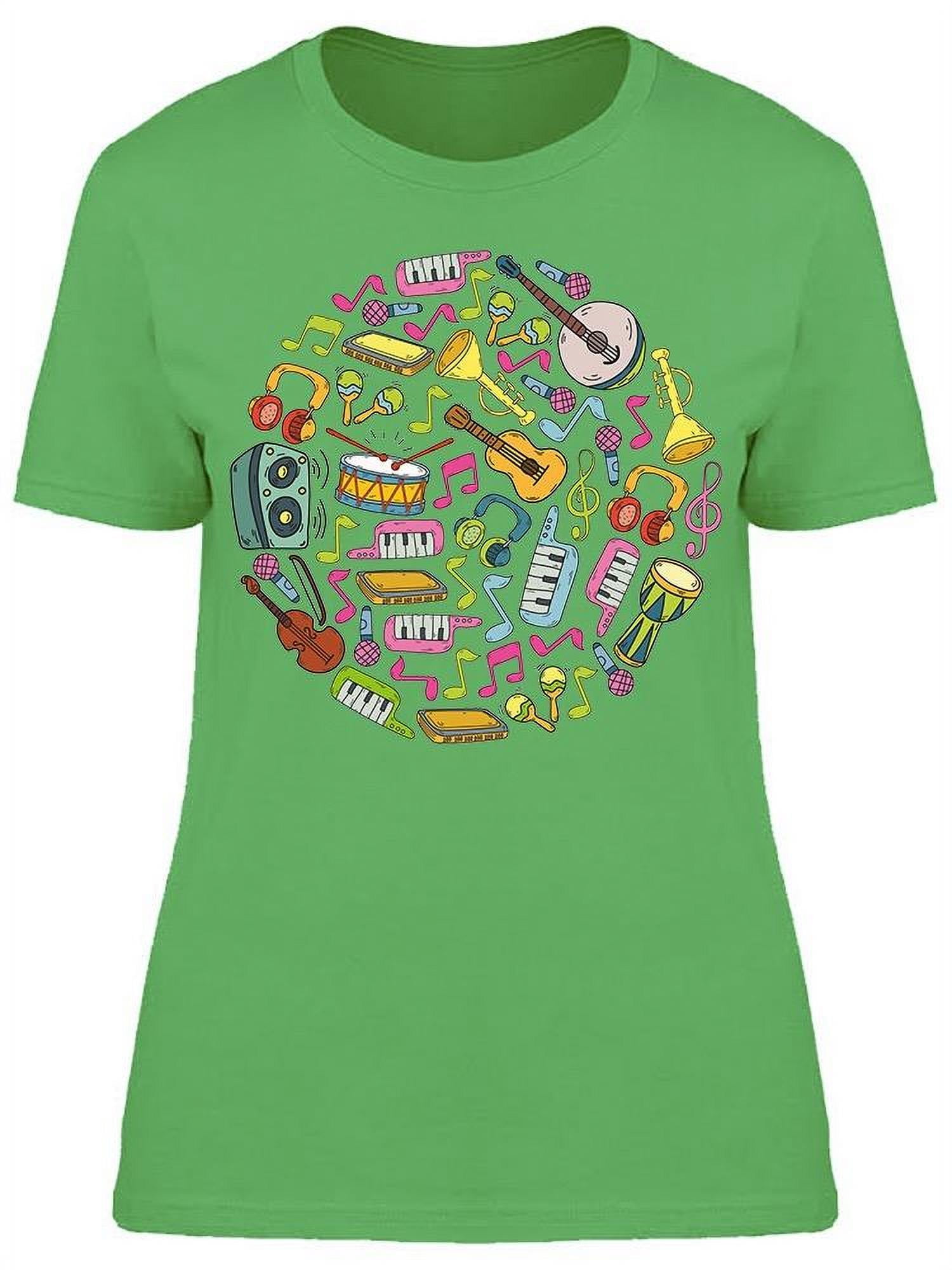 Doodle Of Musical Instruments T-Shirt Women -Image by Shutterstock ...