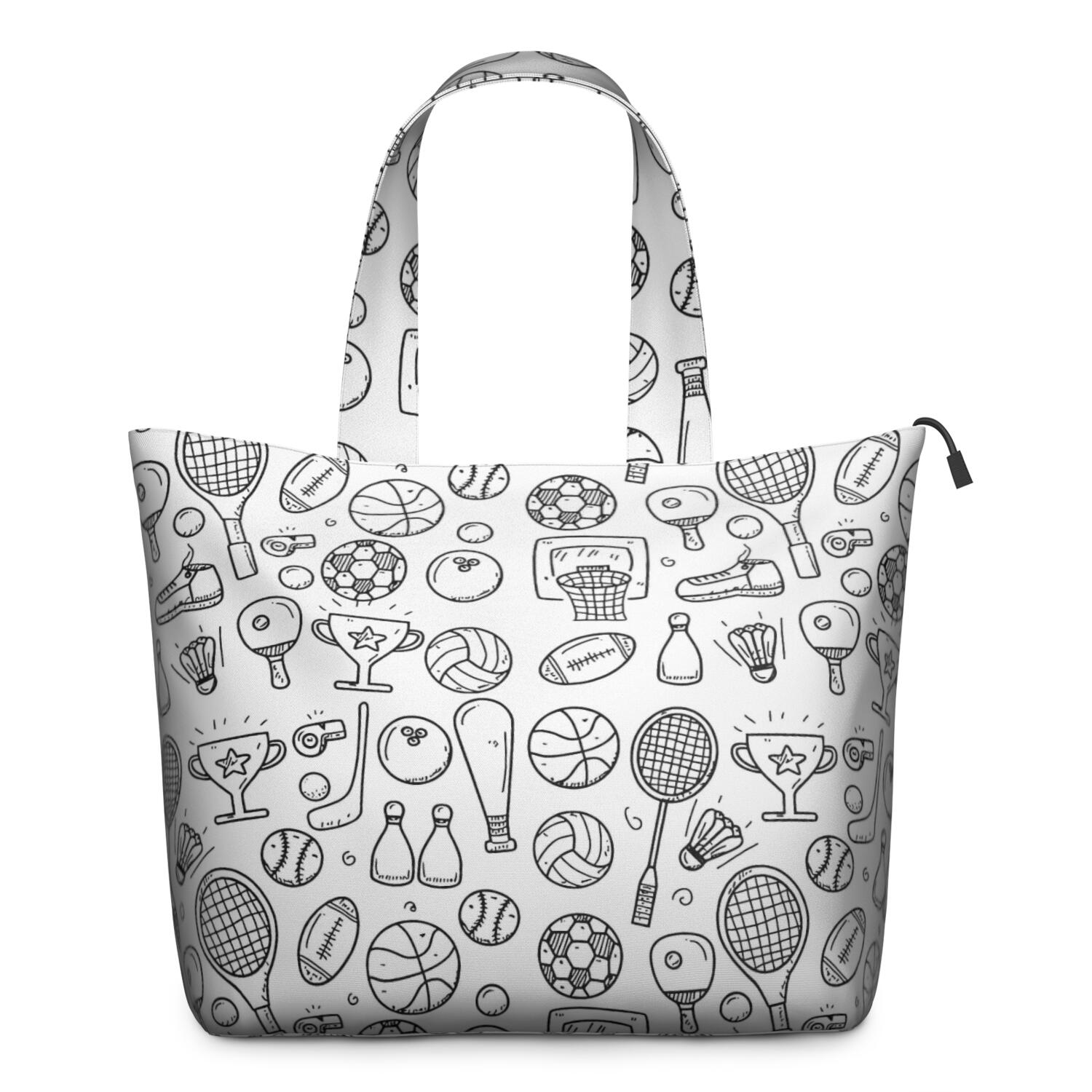 Doodle Sports Icons Pattern Travel Tote Bags for Women Carry On,Large ...
