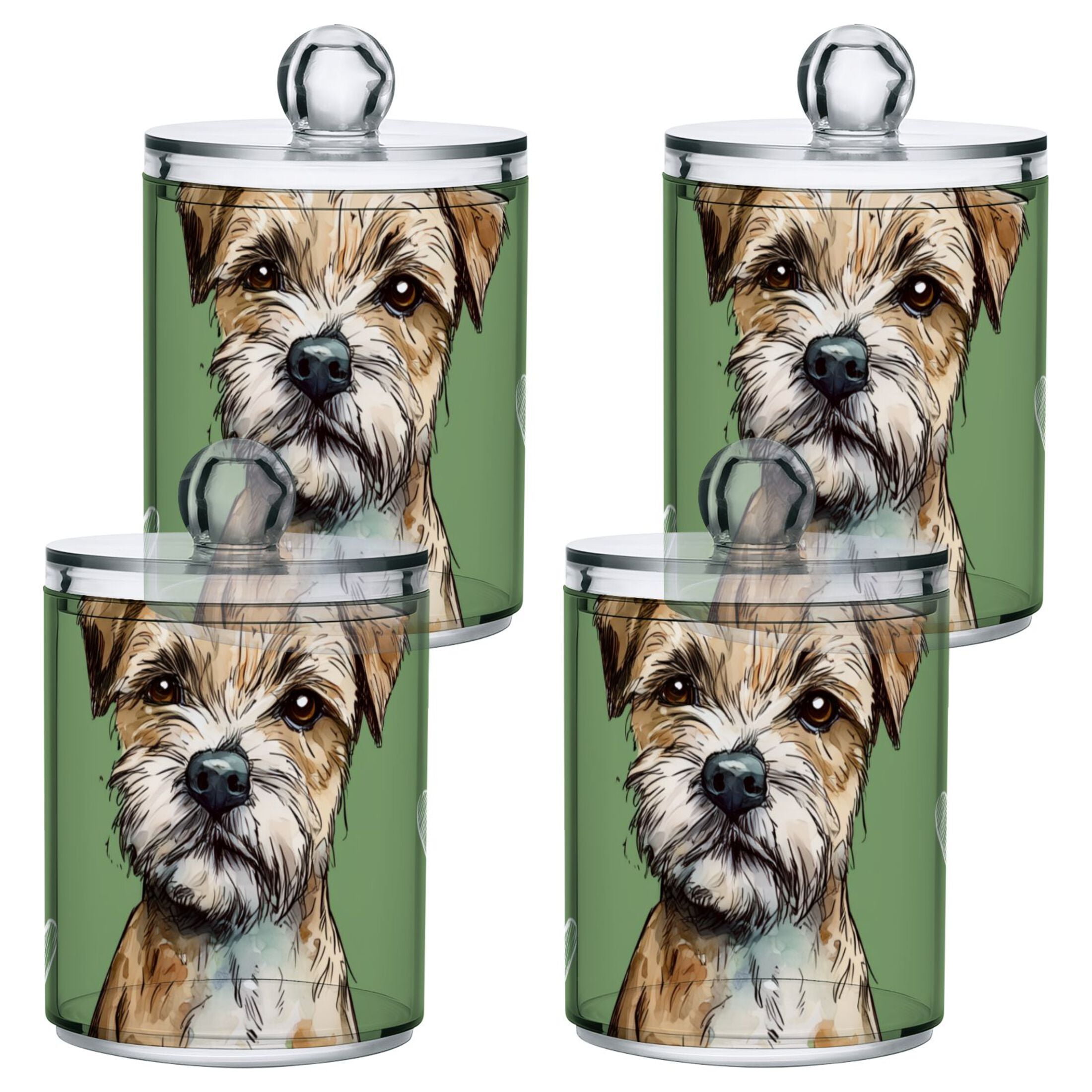 Doodle Style Dog Faces with Hearts Valentine Translucent Plastic Cans ...