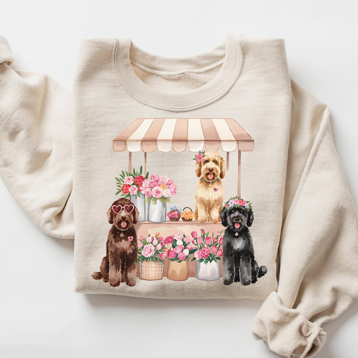Doodle Valentine Day Sweatshirt, Flower Shop Labradoodle Mom Sweater ...