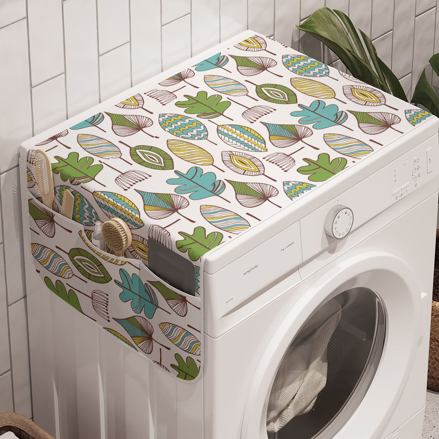 Doodle Washing Machine Organizer, Scandinavian Design Leaf Modern ...