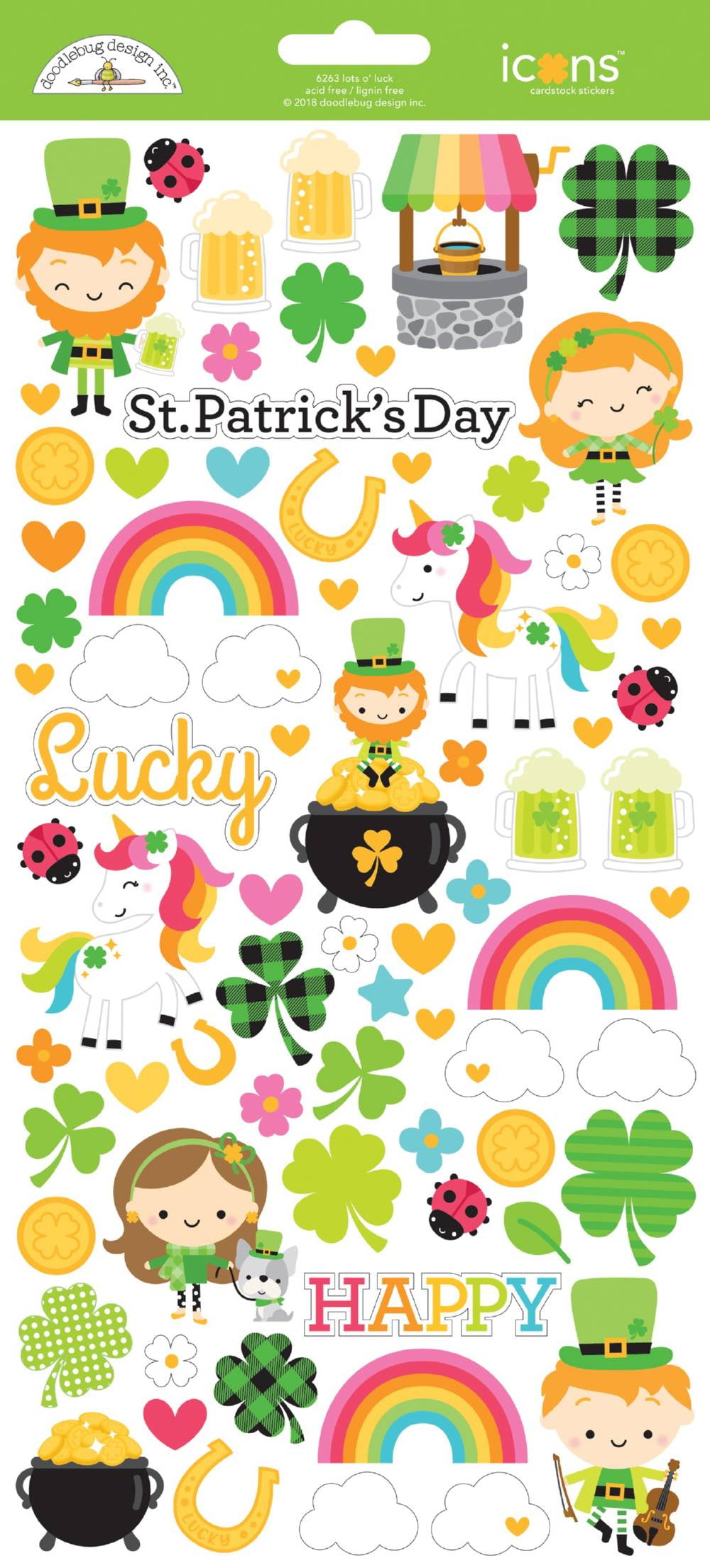Doodlebug Cardstock Stickers-Lots O'luck Icons - Walmart.com