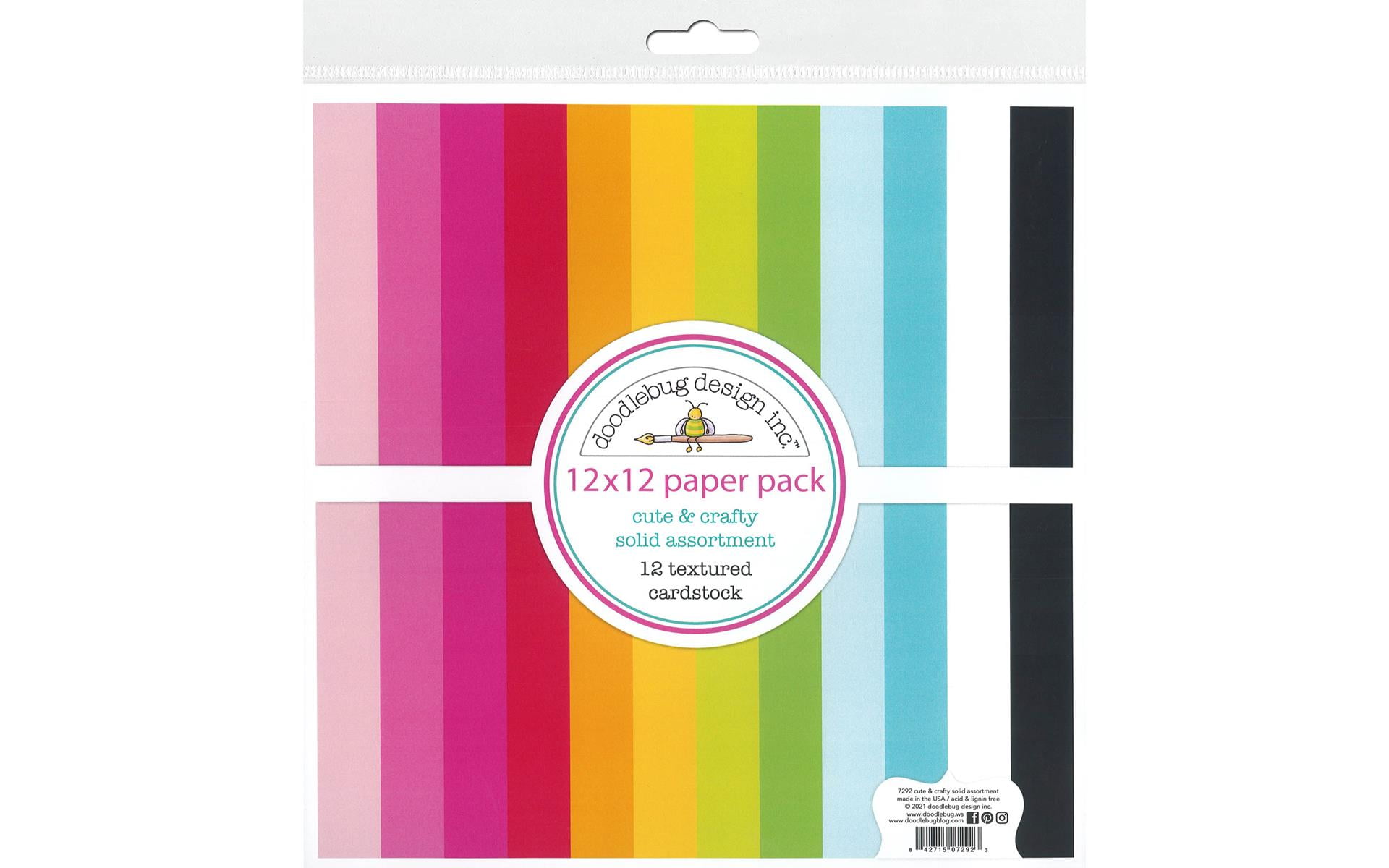 Doodlebug Collection Cute & Crafty Cardstock 12"x 12" Textured Assorted ...