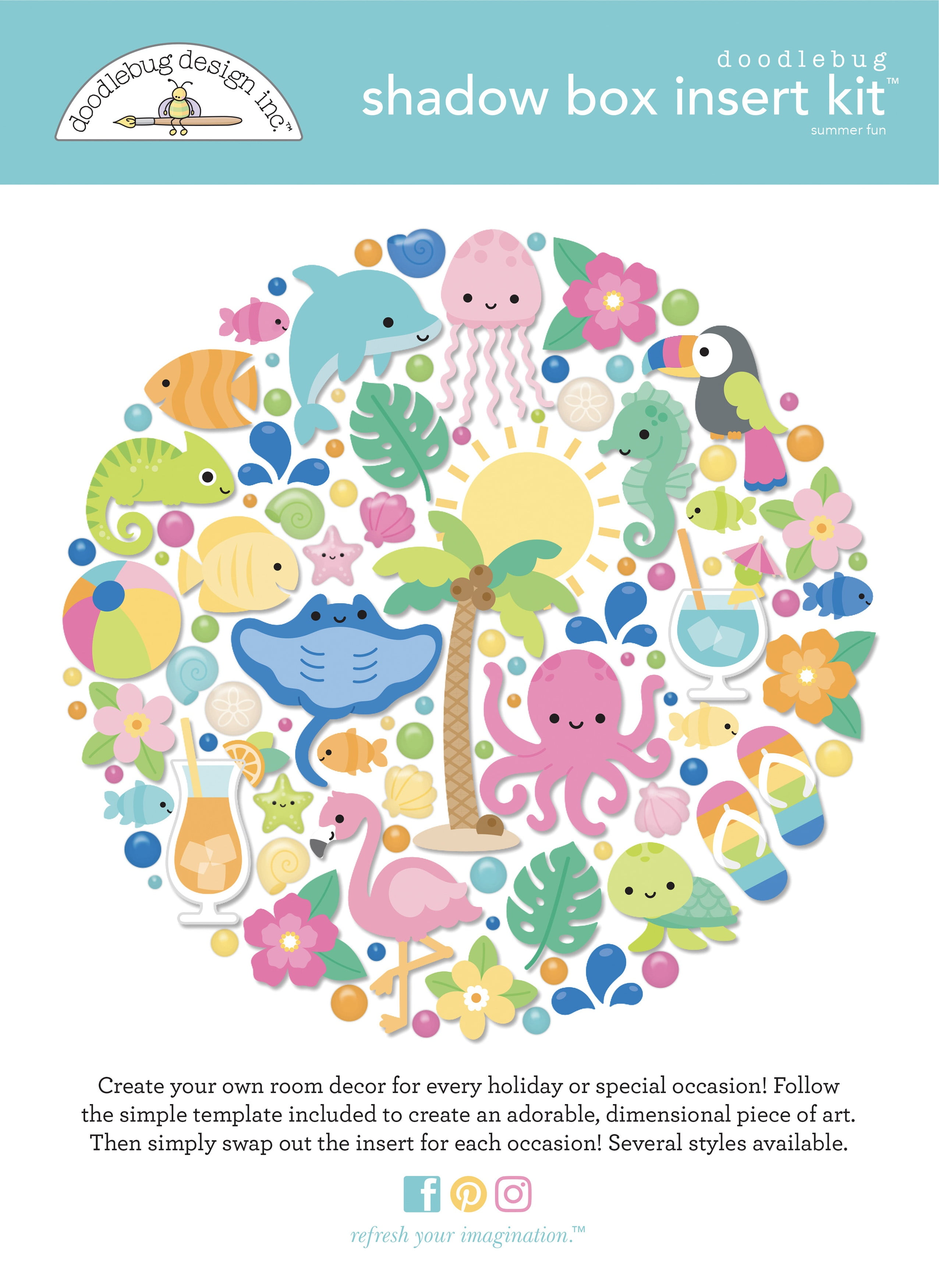 Doodlebug Design Shadow Box Insert Kit-Summer Fun - Walmart.com
