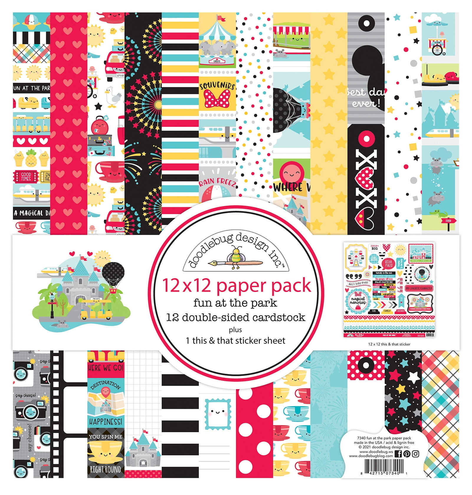 Doodlebug Double-Sided Paper Pack 12"X12" 12/Pkg-Fun At The Park ...