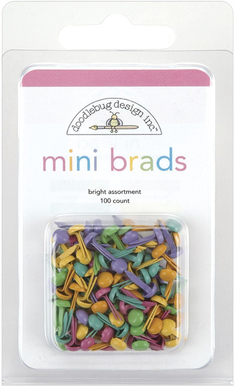 Doodlebug Mini Brads .125" 100/Pkg-Bright - Walmart.com