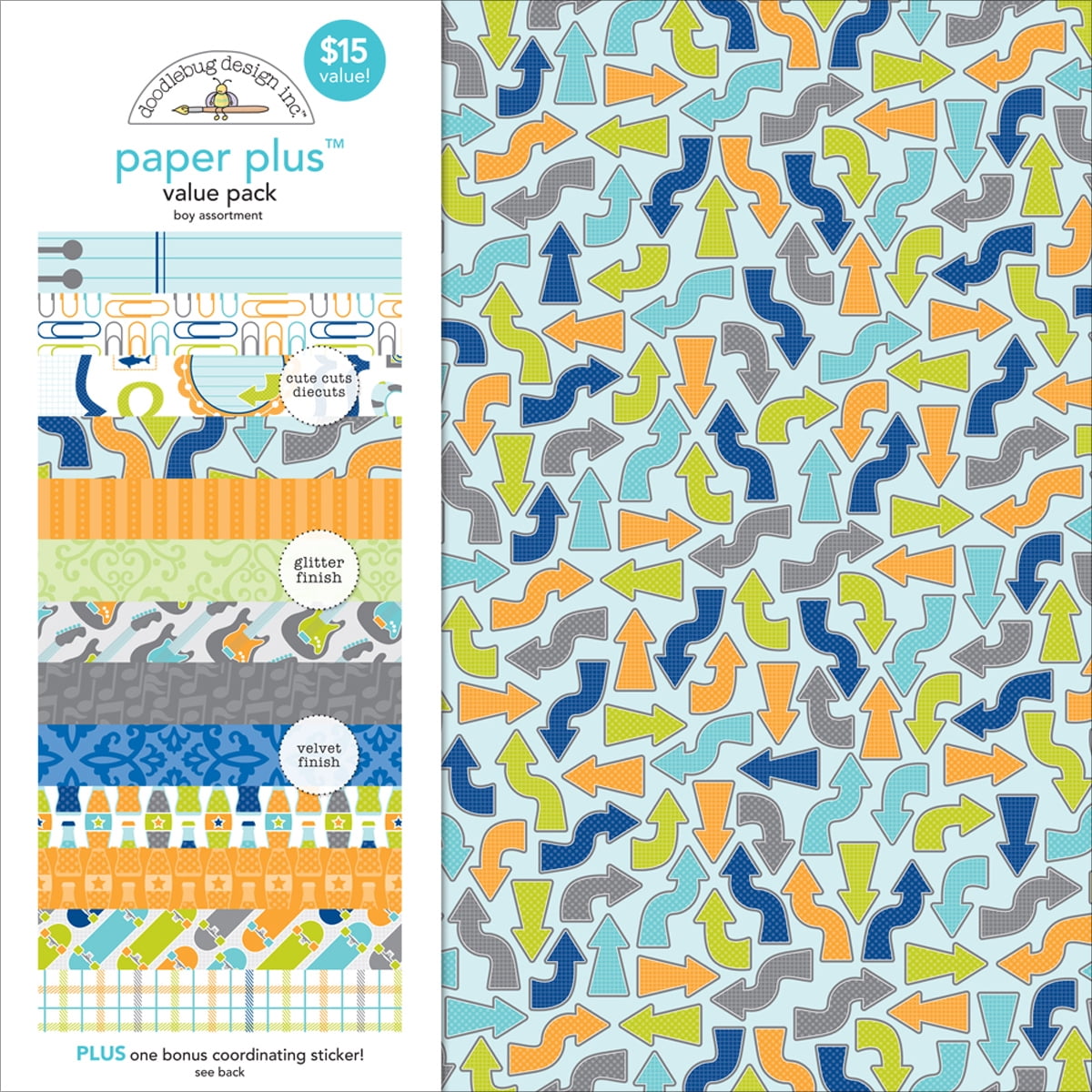 Doodlebug Paper Plus Value Pack 12 Inch X 12 Inch 12/Pkg-Boy - Walmart.com