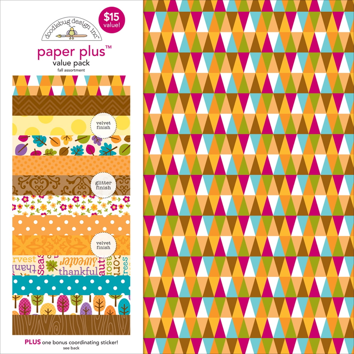 Doodlebug Paper Plus Value Pack 12"X12" 12/Pkg-Fall - Walmart.com