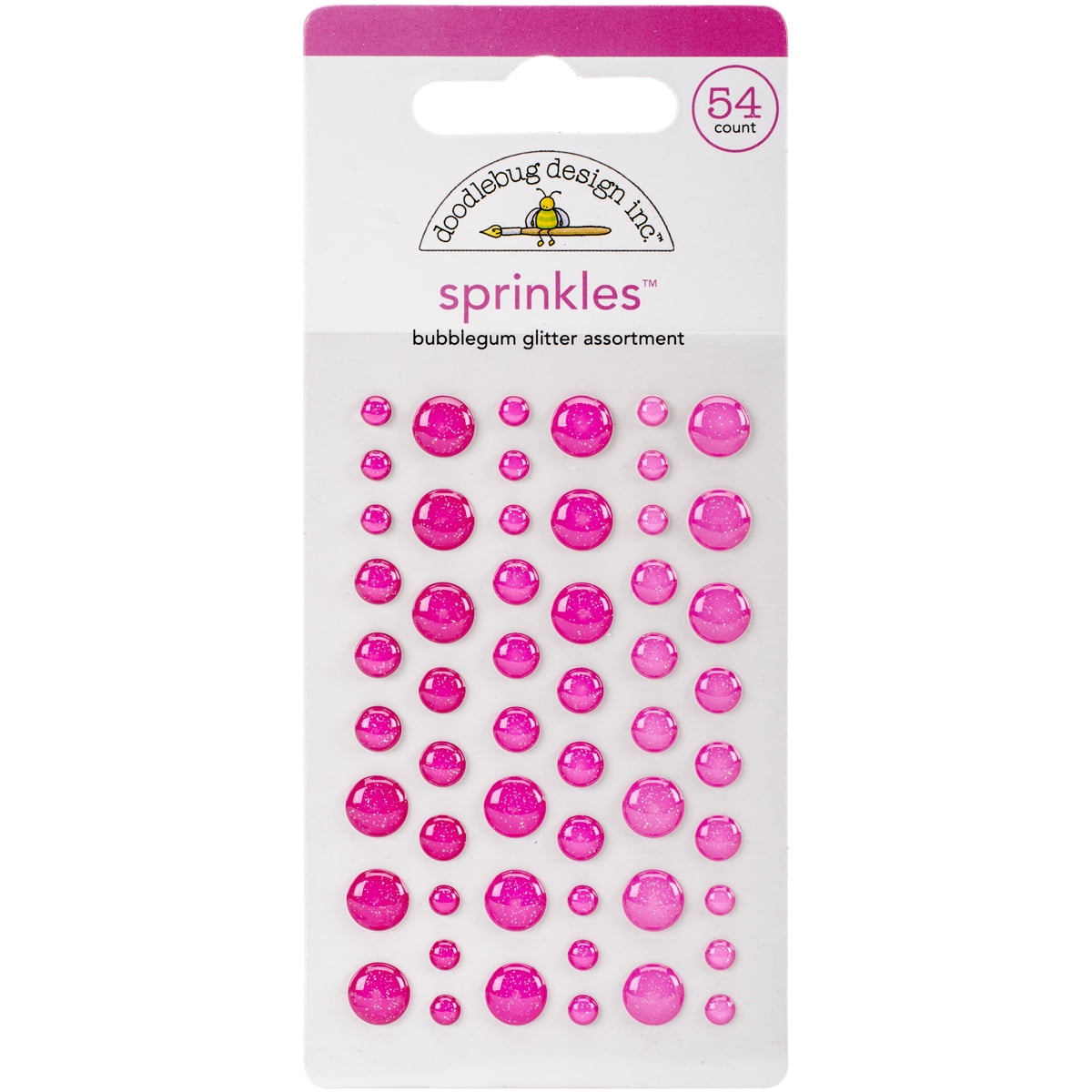 Doodlebug Sprinkles Adhesive Glitter Enamel Dots 54/Pkg-Bubblegum ...